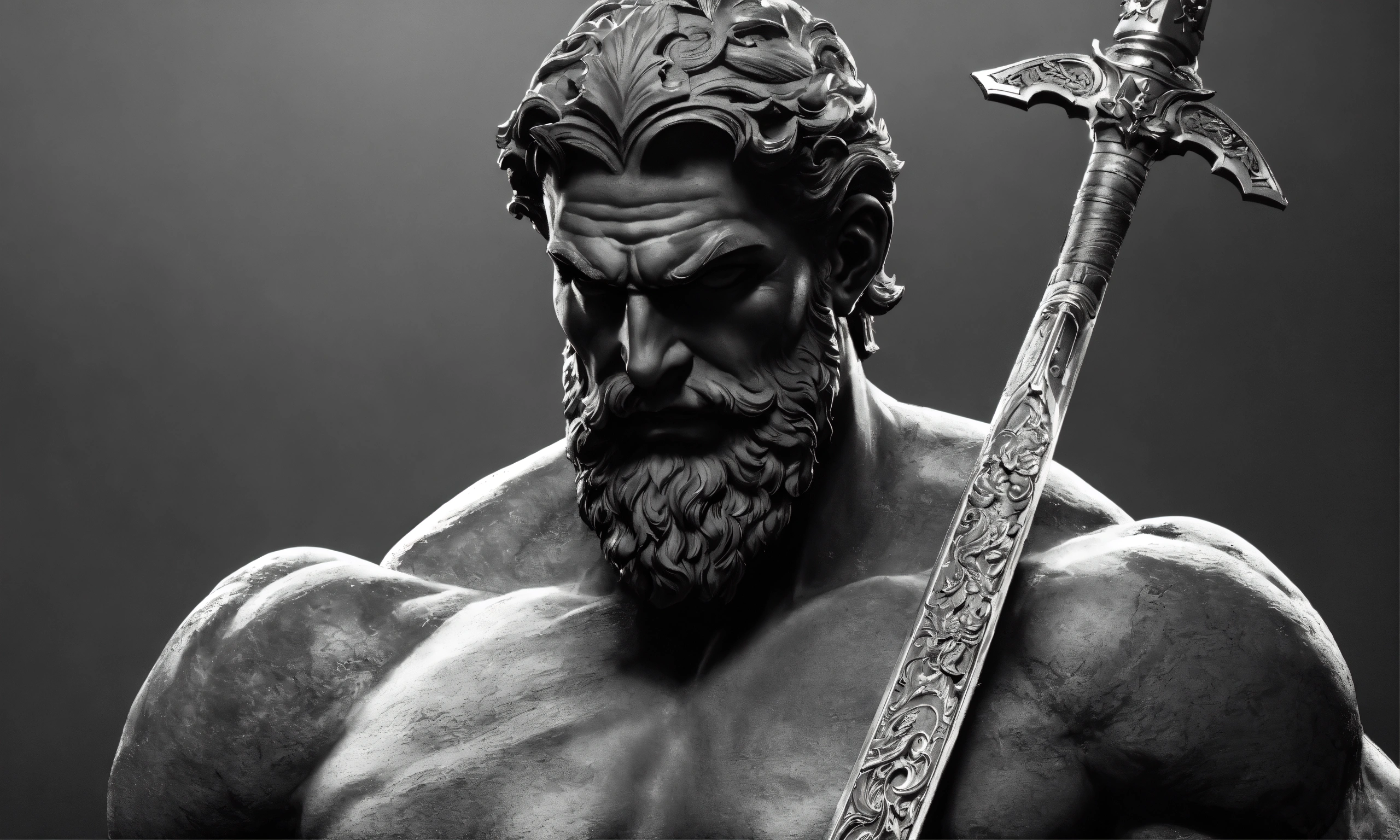 Lexica - Greek statue strong man standing with sinister smile sideways ...