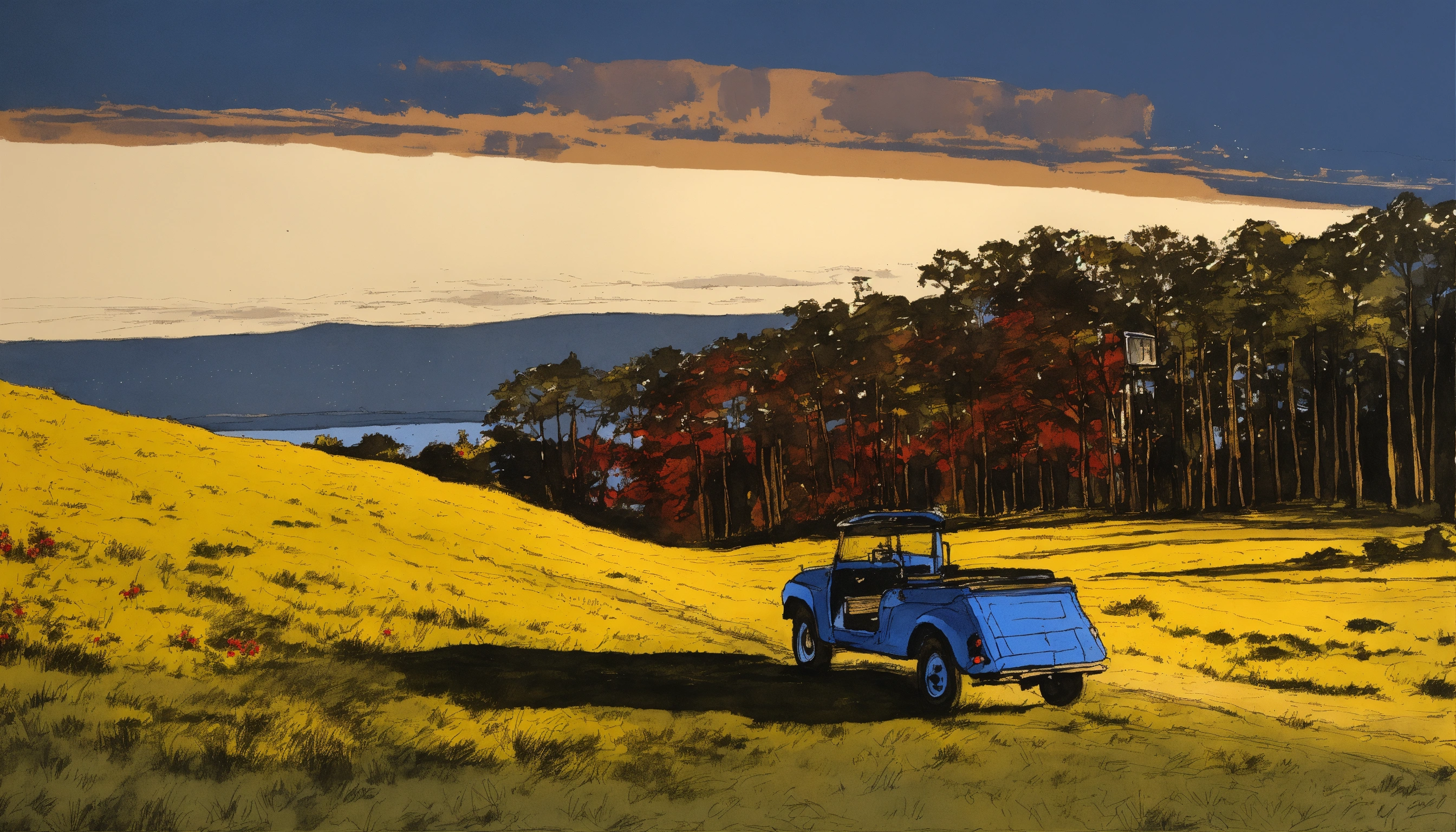 Lexica - Beautiful pen and ink sketch of Sidney, minimalist, colored