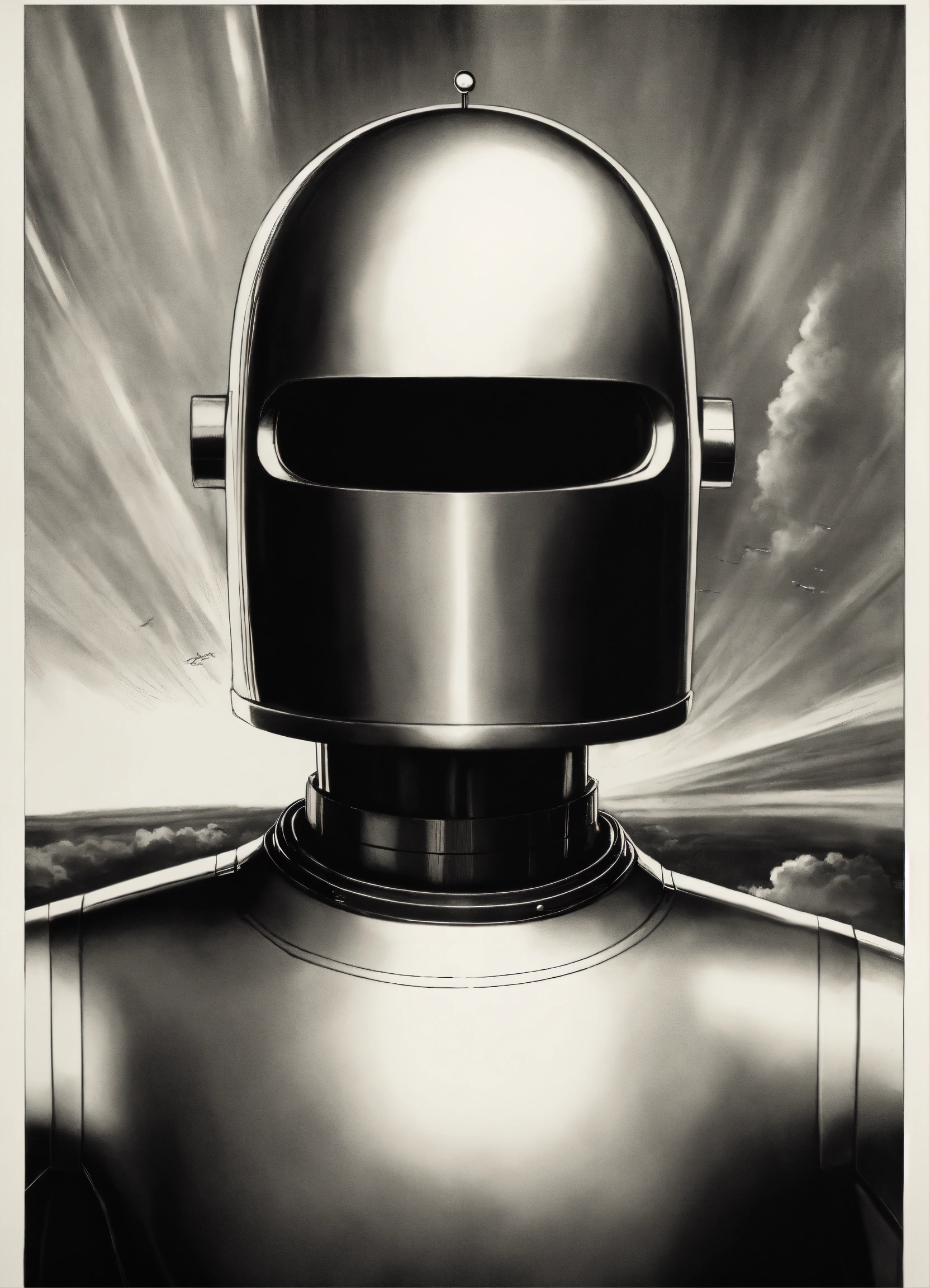 Lexica - A black and white move poster portrait gort, the robot from ...