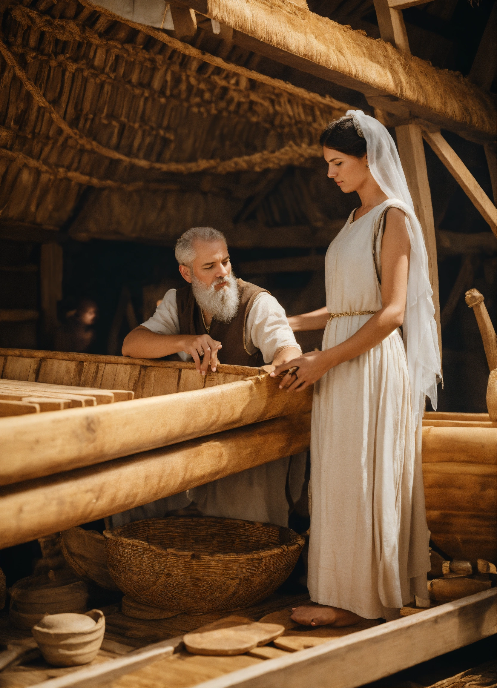 Lexica - An adult woman working with her husband Noah on the ark ...