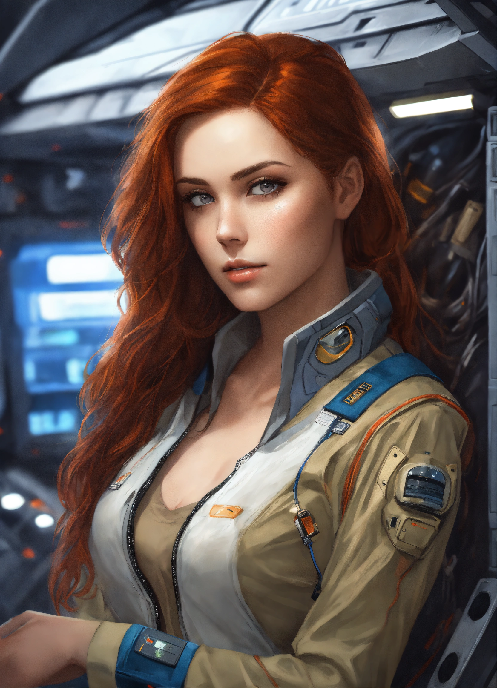 Lexica - Portrait, ultra realistic, beautiful android girl with auburn ...