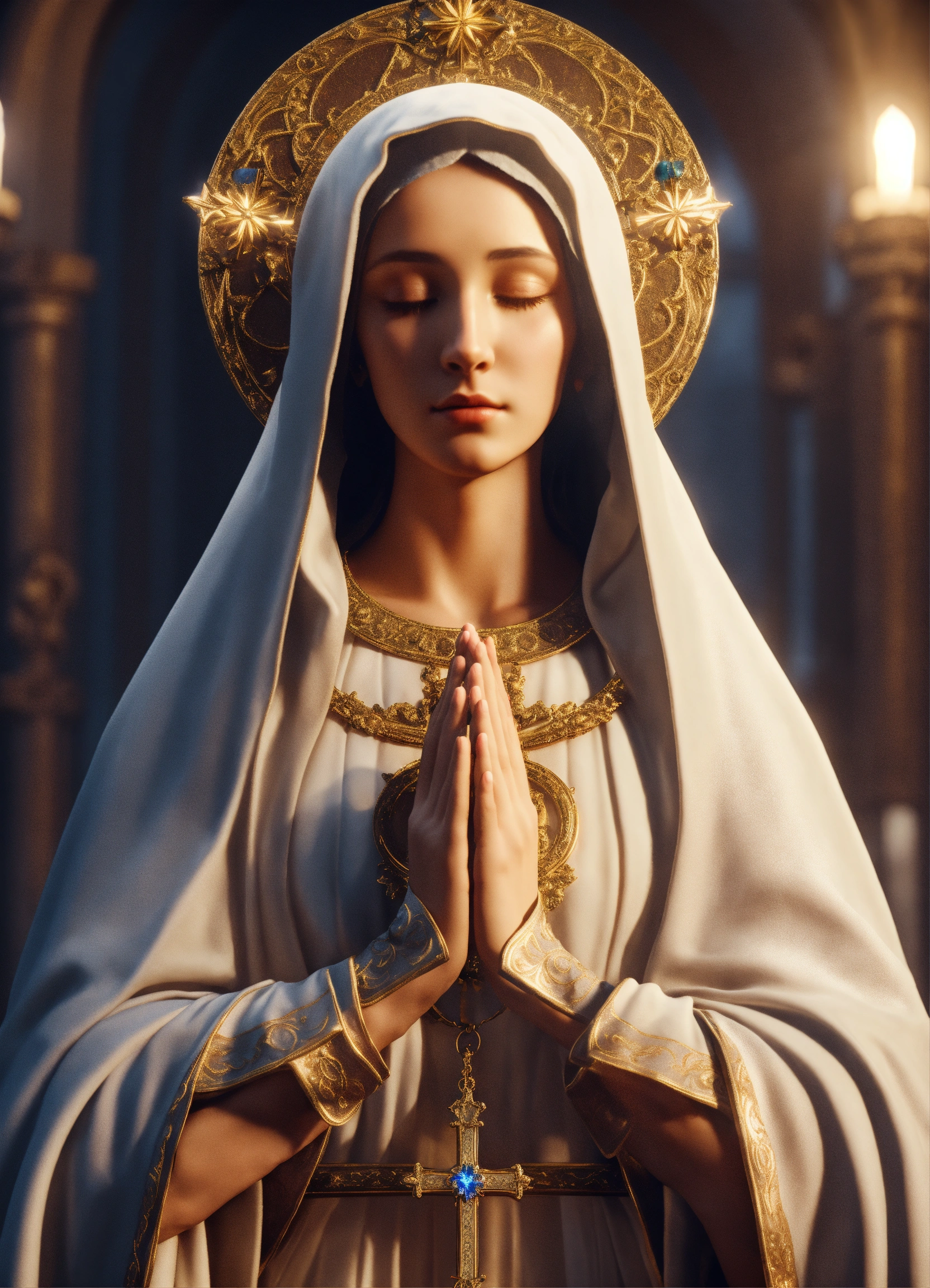 Lexica - Unreal engine render of a Beautiful 8k Virgin Mary praying ...