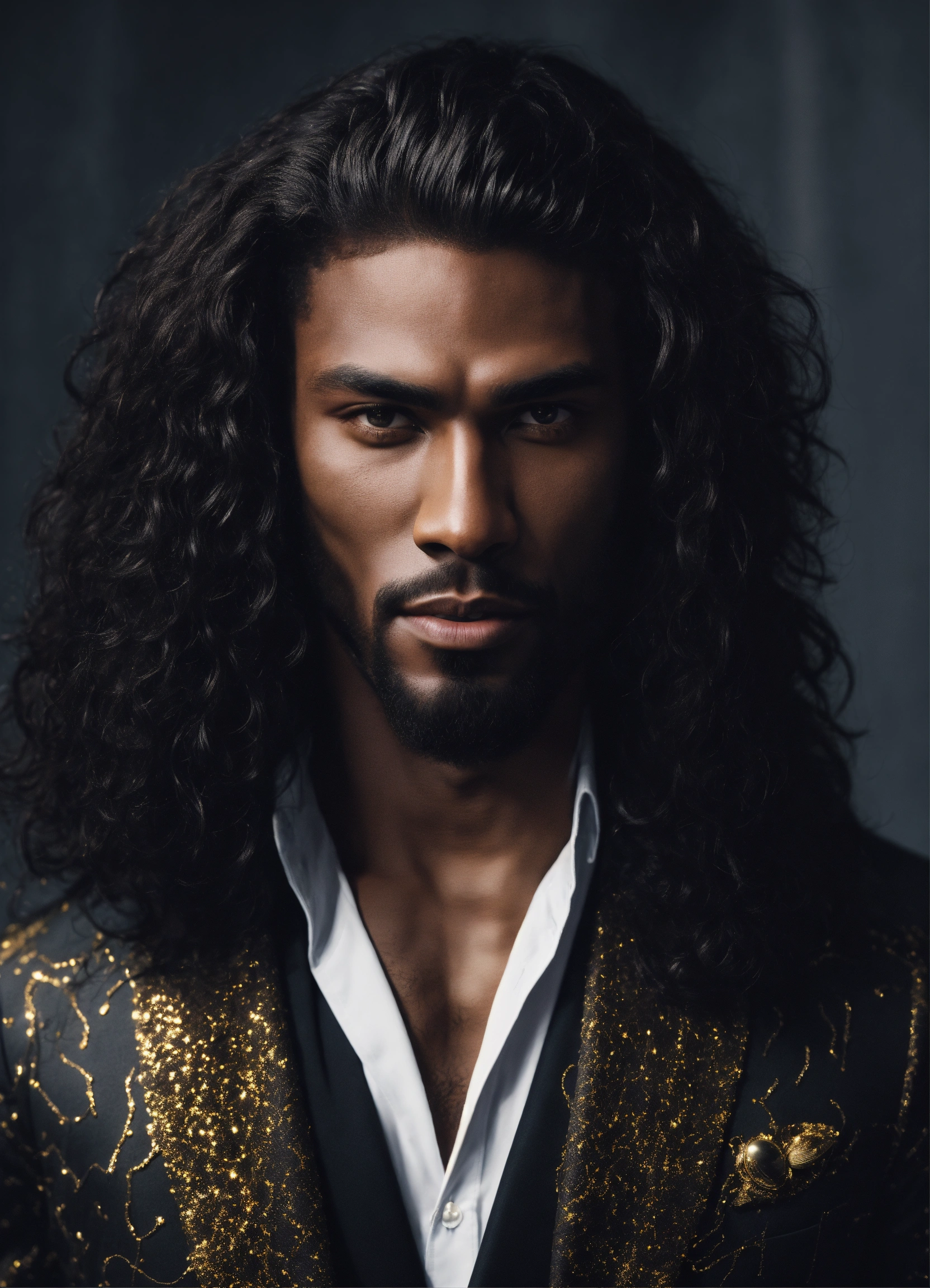 Lexica - Handsome human-looking alien male. With black skin. Arab ...