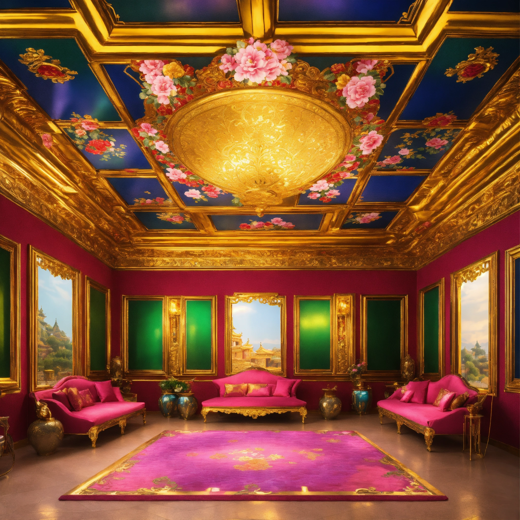 Lexica - Futuristic magnificent Chinese palace interior sitting room ...