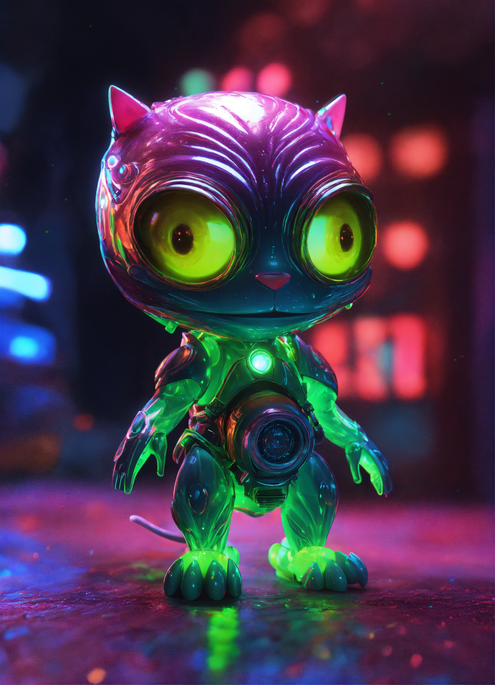 Lexica - Gelly cute adorable alien monster, full-body, neon glow colors ...