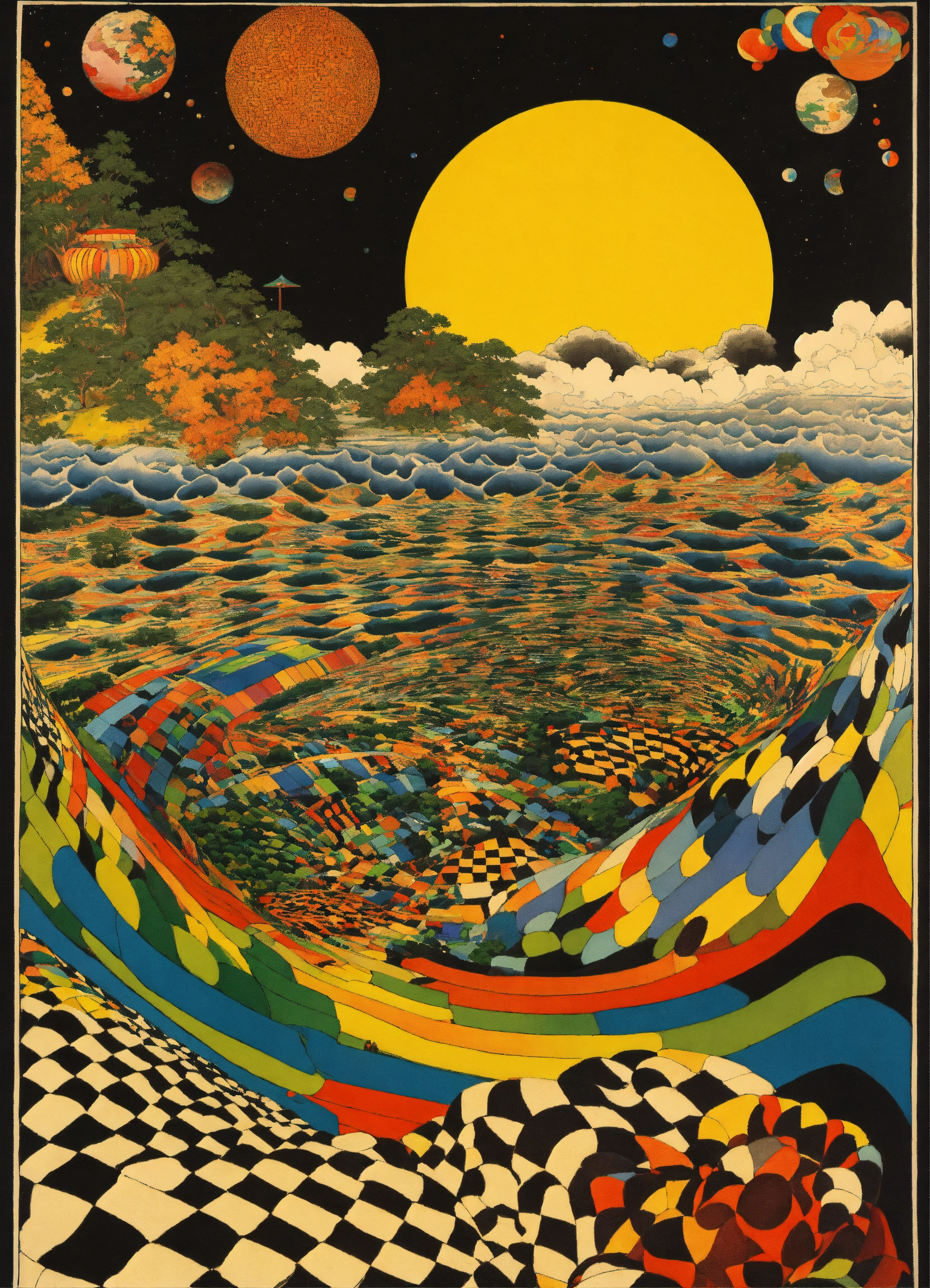 Lexica - Japanese vintage poster ,oriental , psychedelic realm , nebula ...