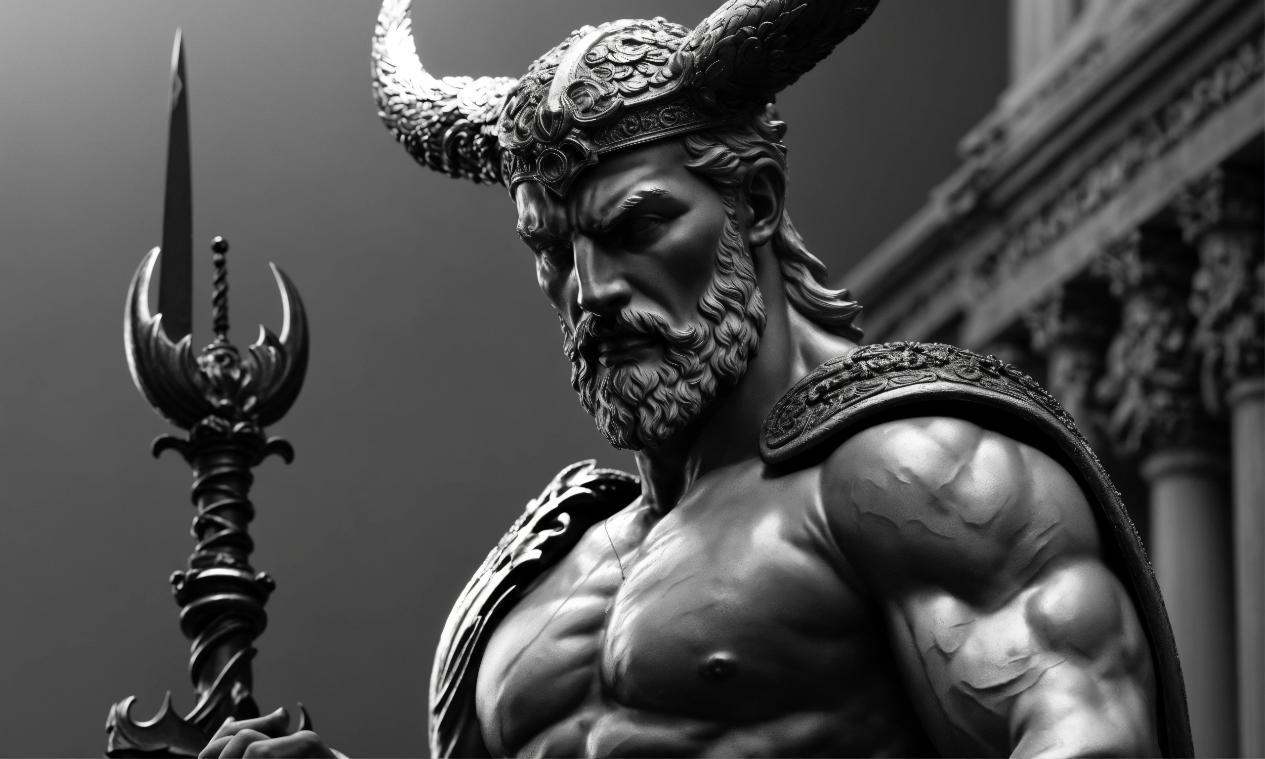 Lexica - Greek statue strong man standing with devilish smirk sideways ...