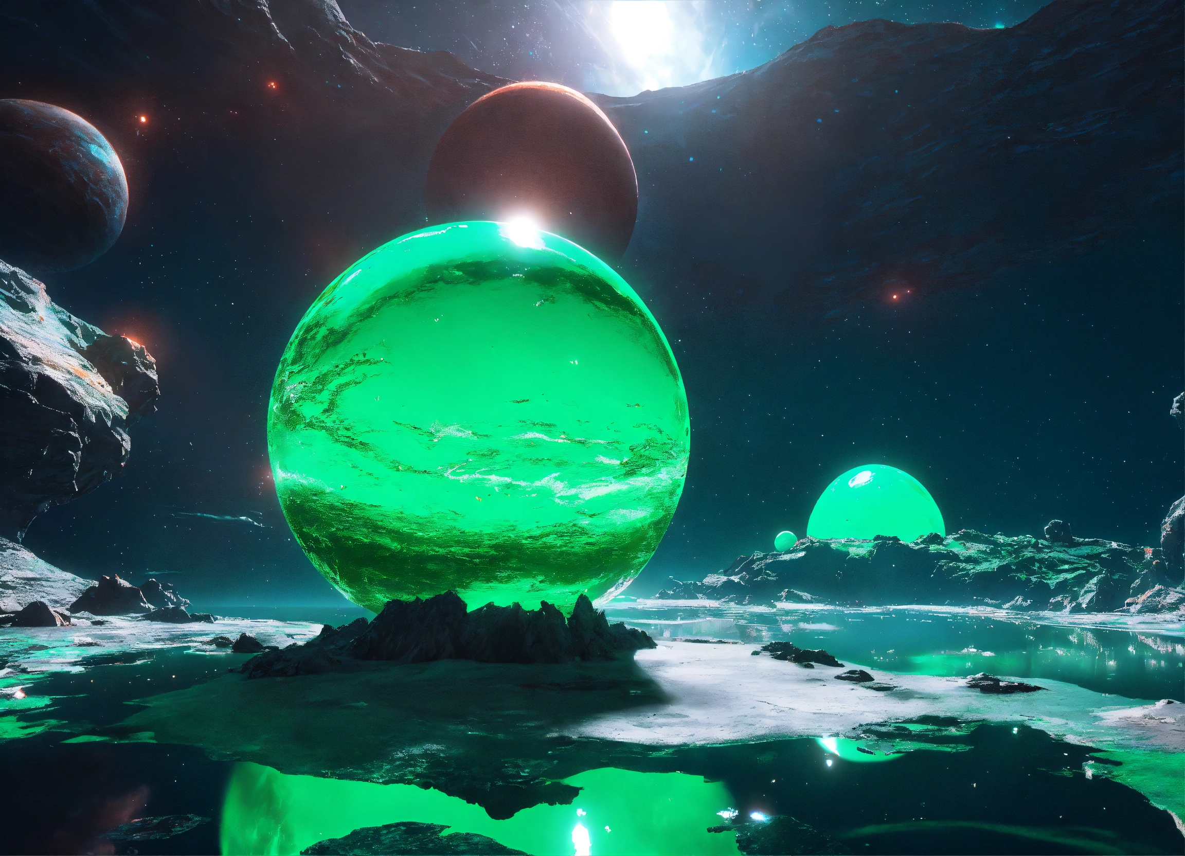 Lexica - Sci-fi planet, emerald, transcendent, 8K resolution, Blender