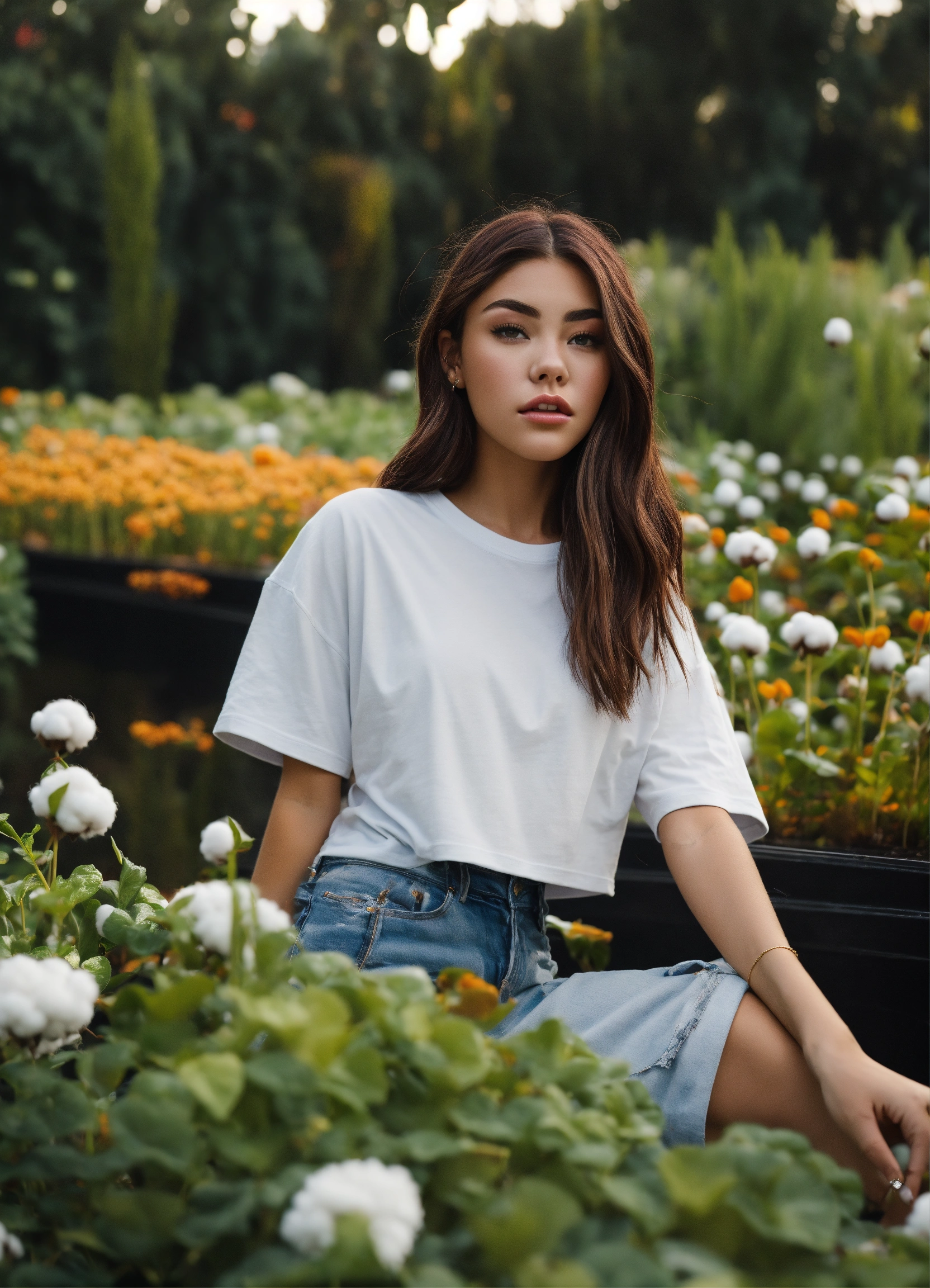 Lexica - Madison beer in a cotton t-shirt, at a floating garden, over ...