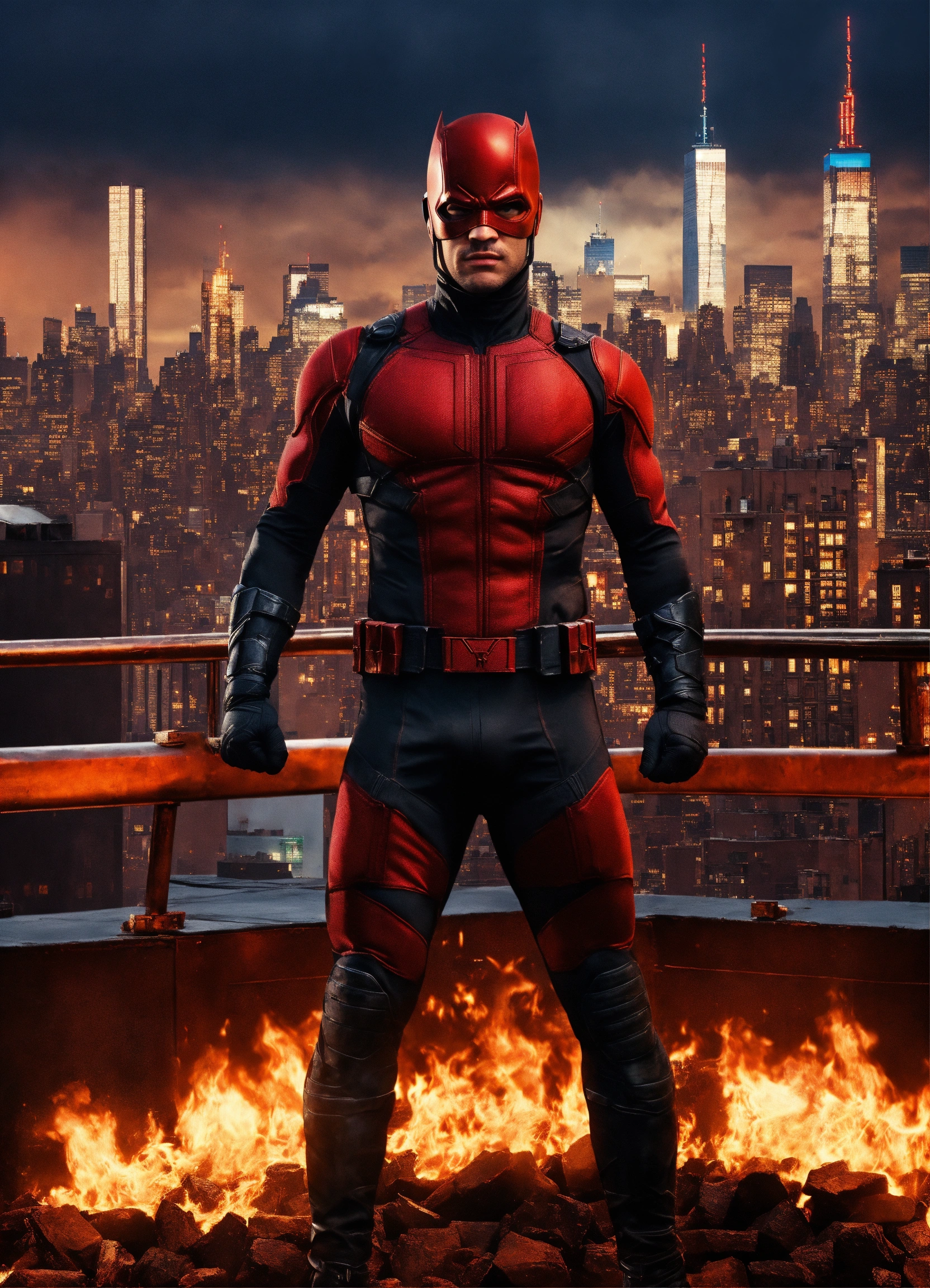 Lexica - Daredevil, vigilantes, with black armor suit, in martial pose ...