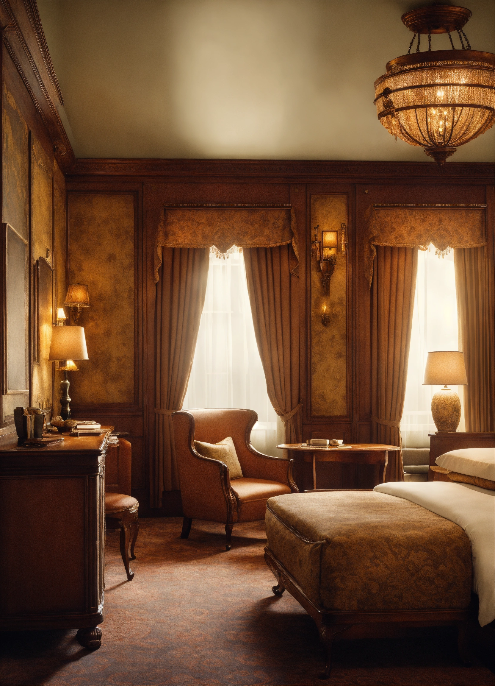 Lexica - A vintage and inviting hotel room with certain detail that ...