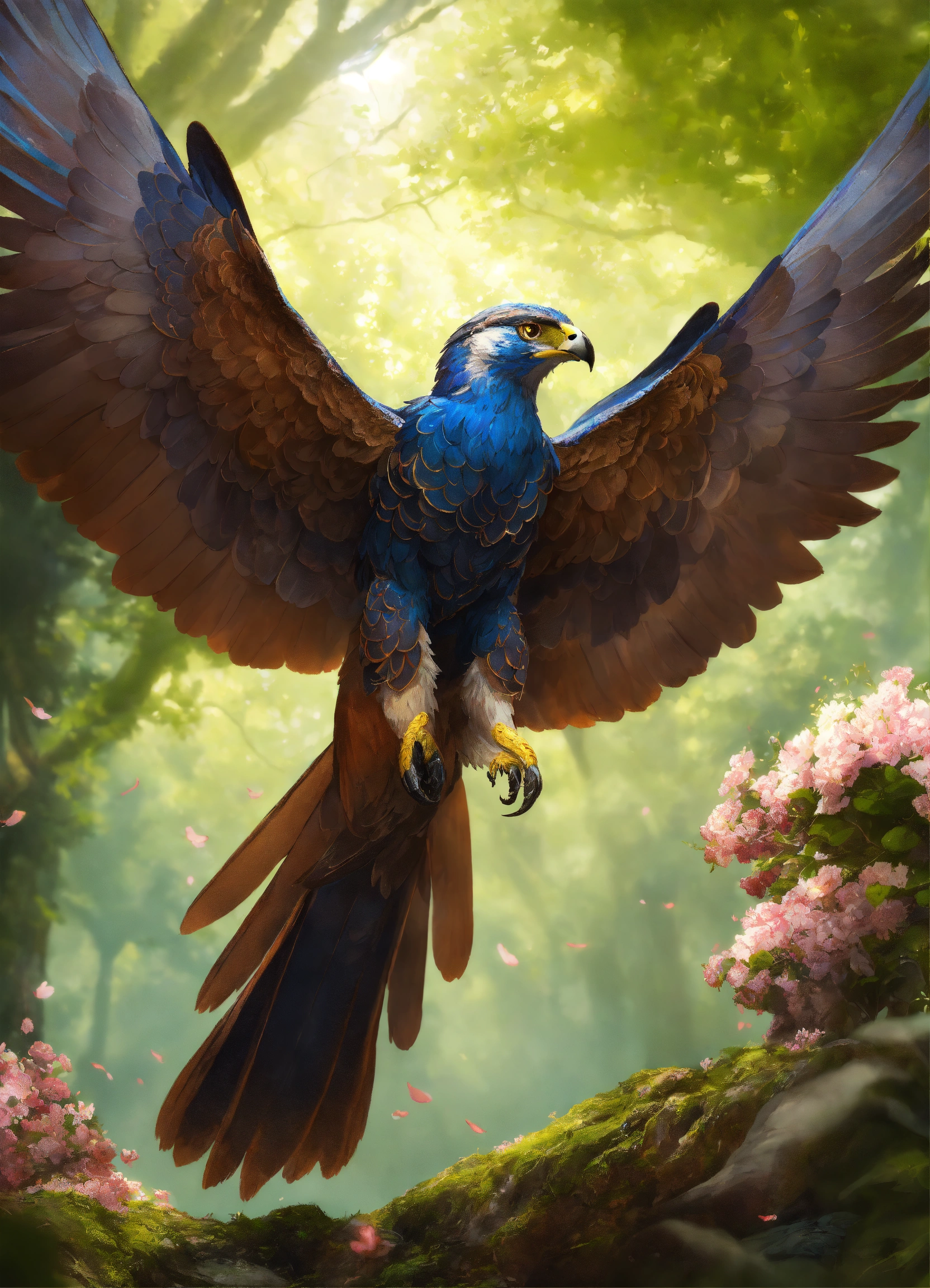 Lexica - Big animal falcon, armor magic, flying around forest ...