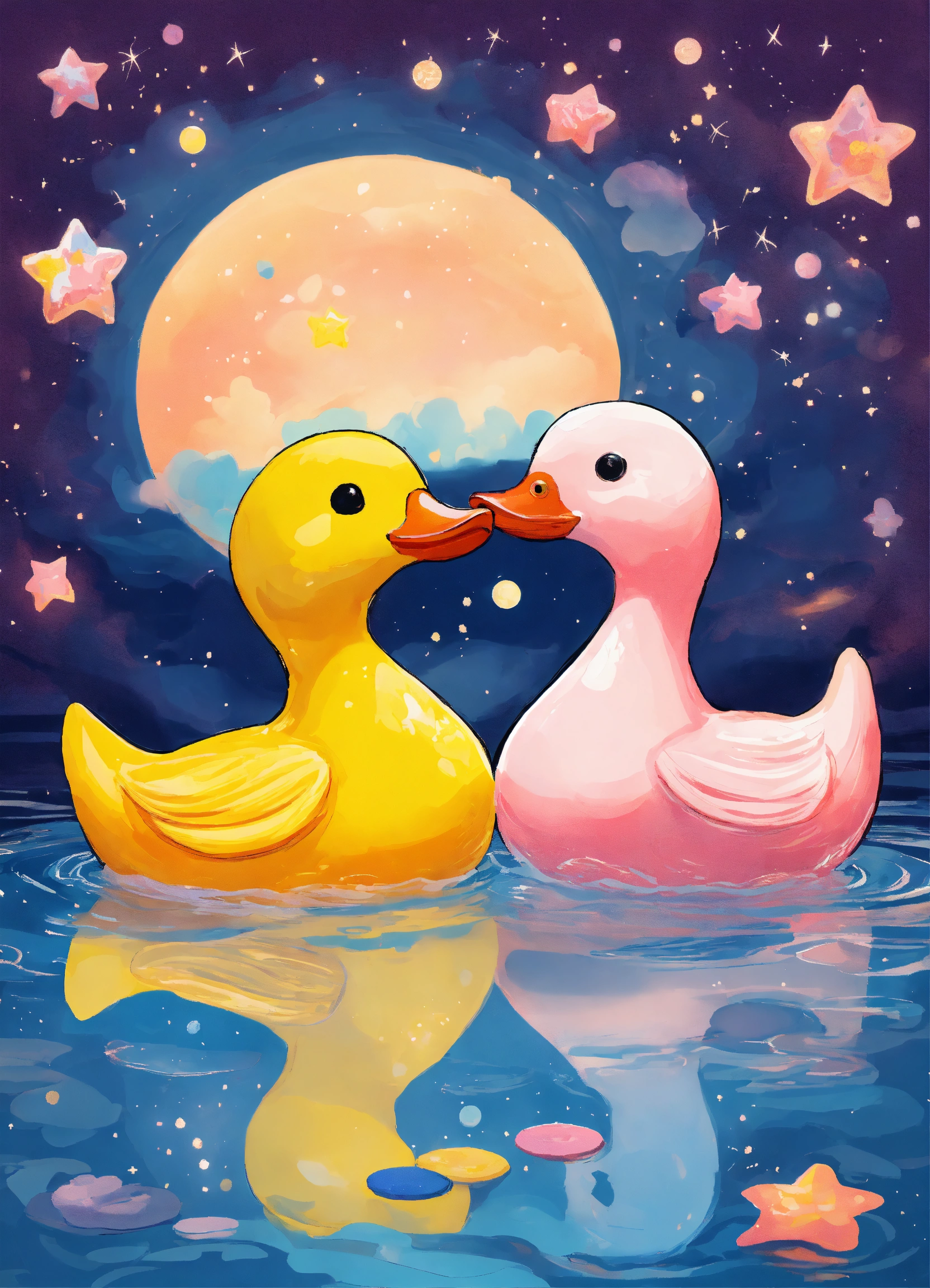 Lexica - I want you to create a romantic couple of 2 rubber ducks in a ...