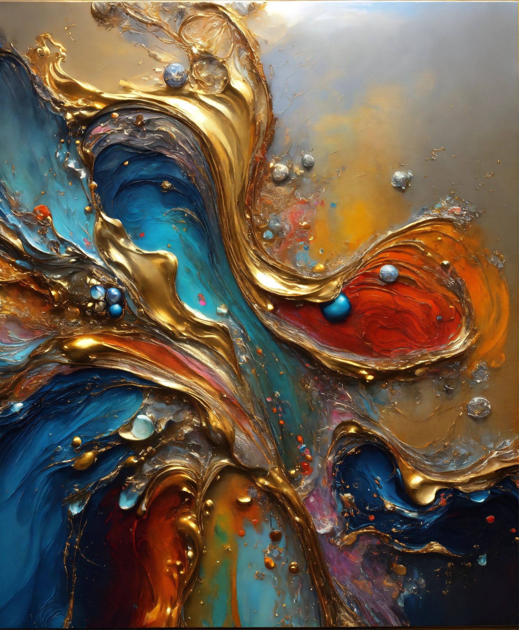 Lexica - Colorful abstract painting oil and water complex complicated ...