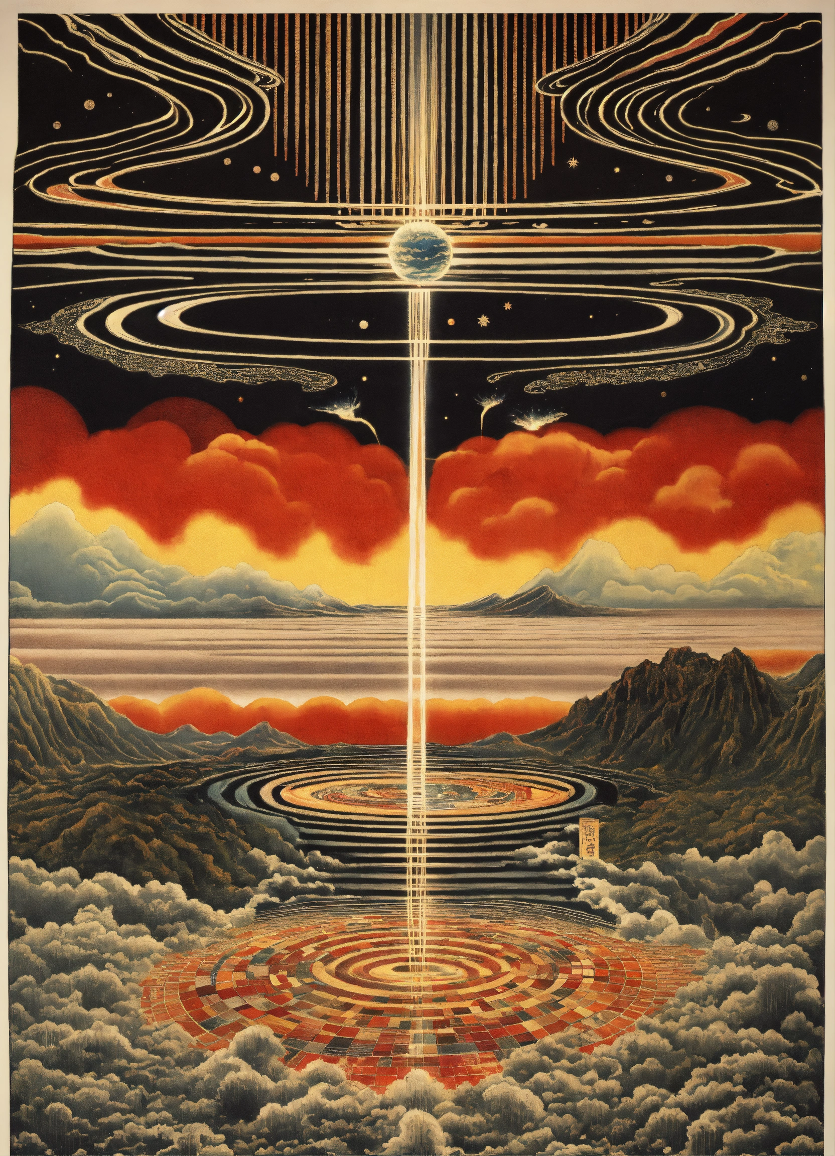 Lexica - Japanese vintage poster ,oriental , psychedelic cosmic realm ...