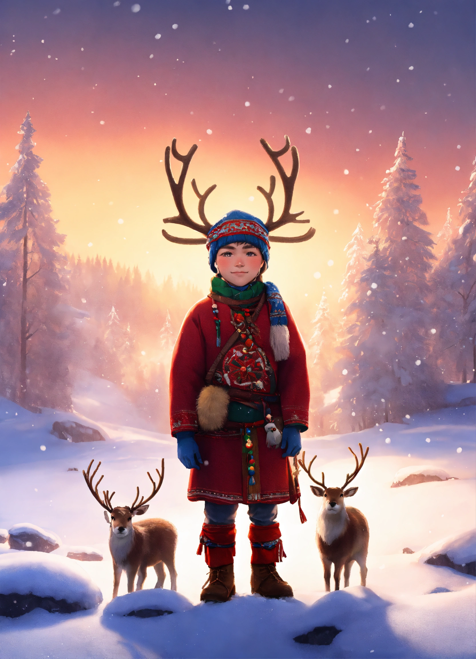 Lexica - A norwegian Sami boy wearing a gákti, with his reindeer in the ...