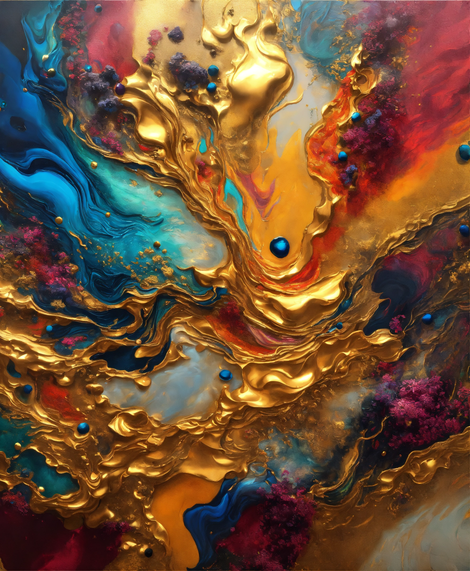 Lexica - Colorful abstract painting oil and water complex complicated ...