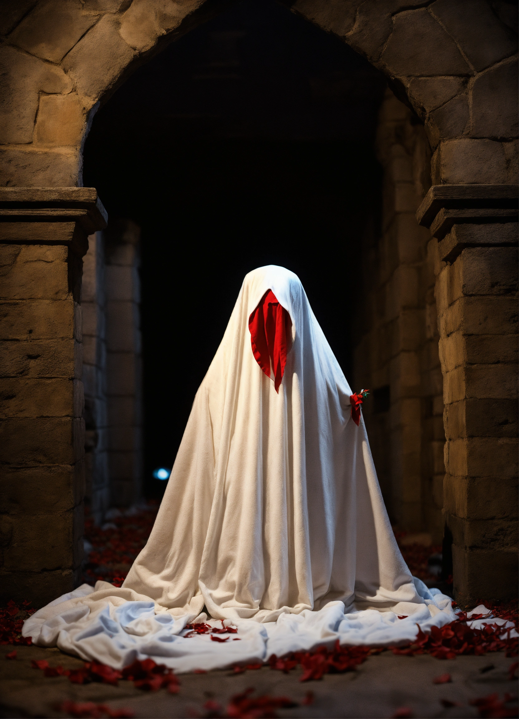 Lexica - A baby creature in a ghost costume. The costume is a white ...