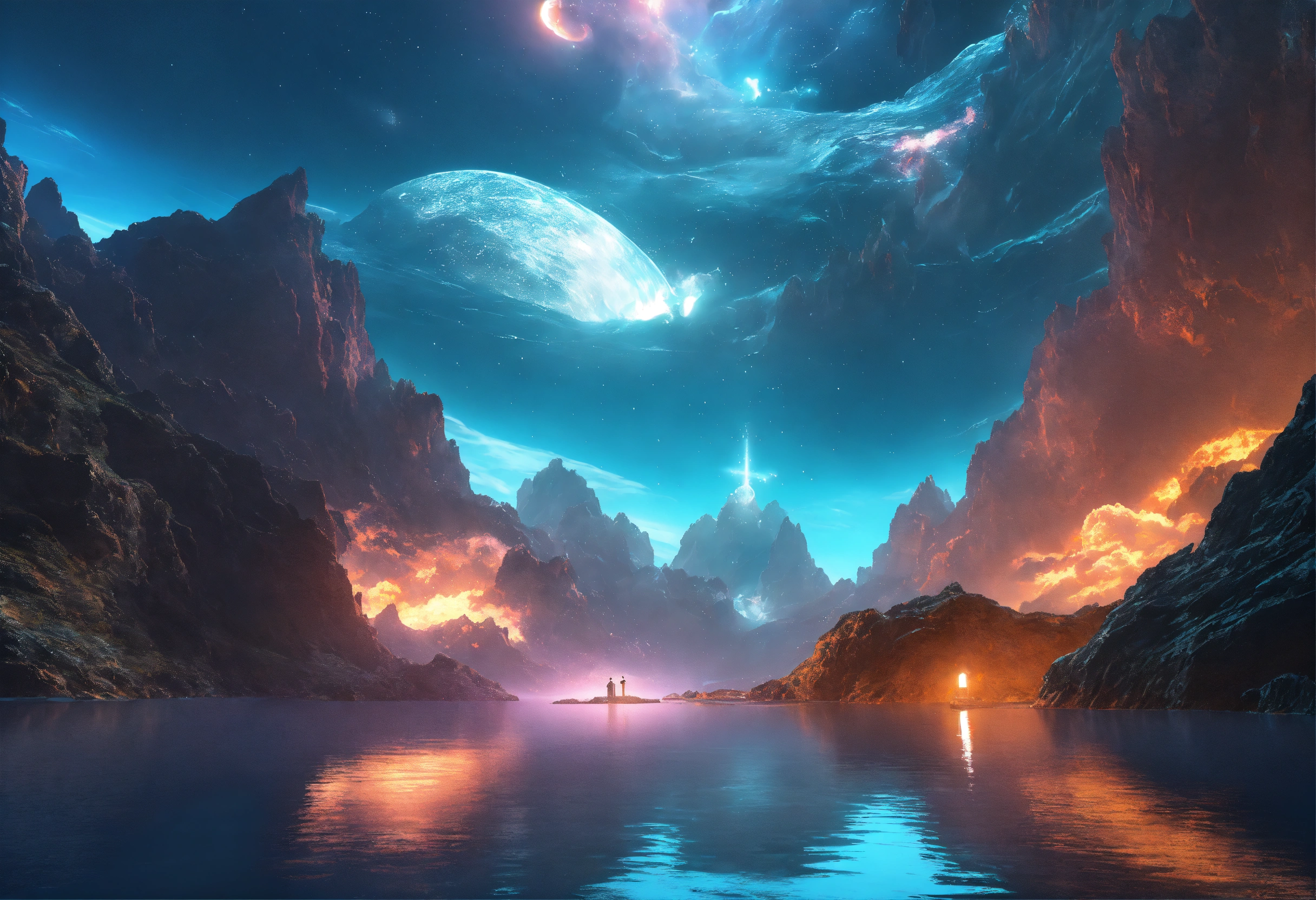 Lexica - Two celestial beings, seraphim, light in love cloud, being ...