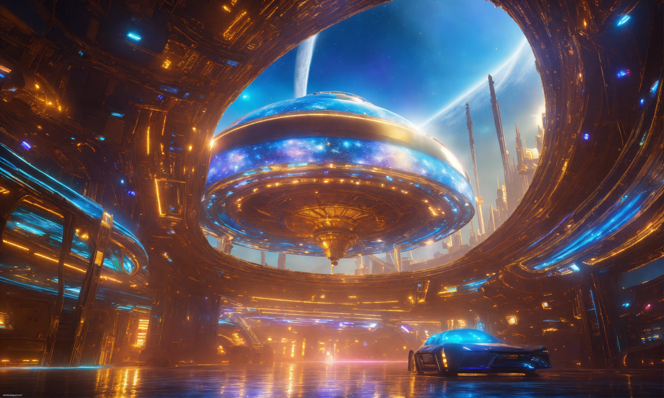 Lexica - Futuristic spaceship,alien design,flying in starry space ...