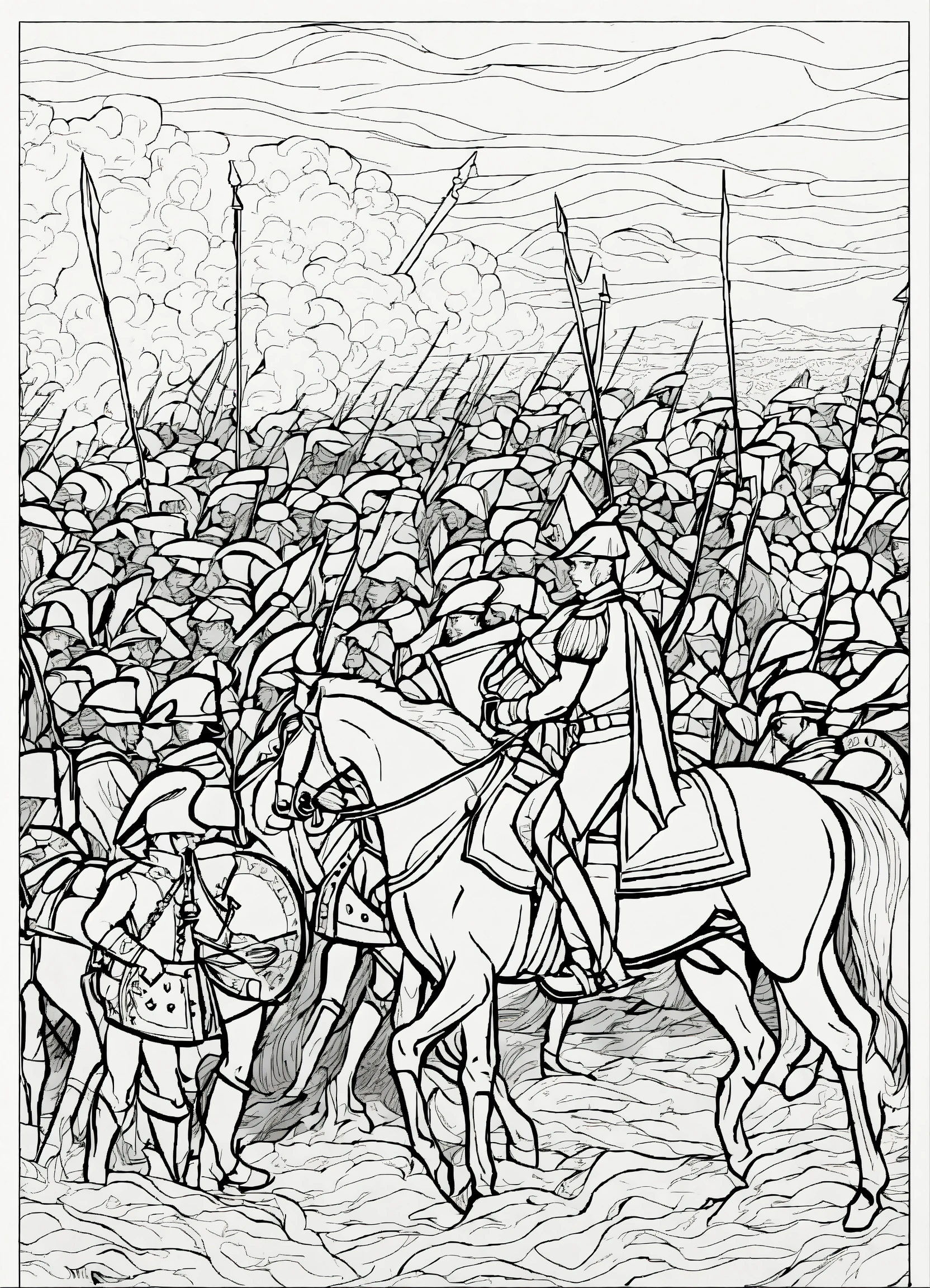 Lexica - A coloring page of battle of waterloo (masterpiece), (coloring ...