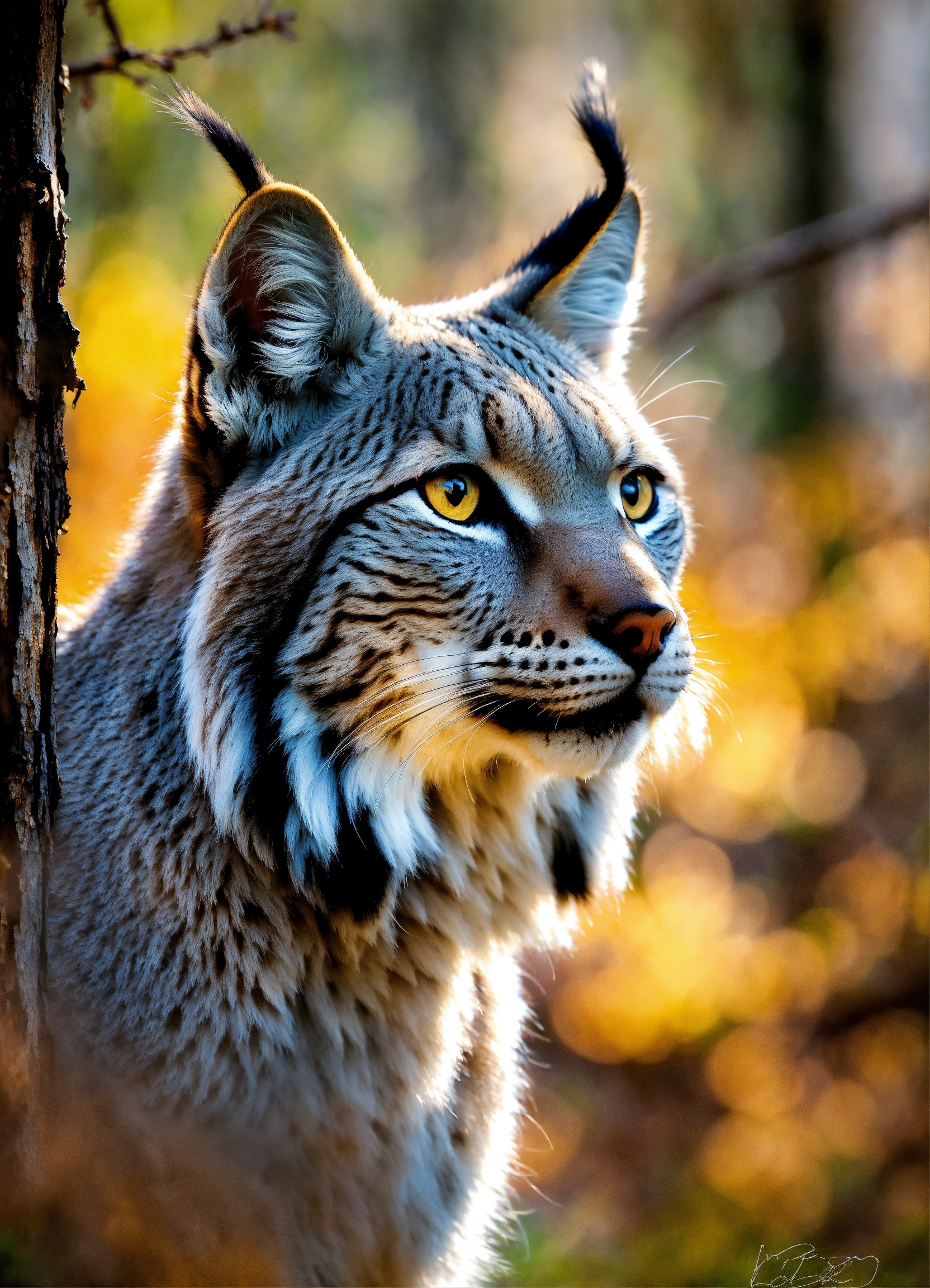 Lexica - Impressionist, portrait of a grey lynx in a Wisconsin forest