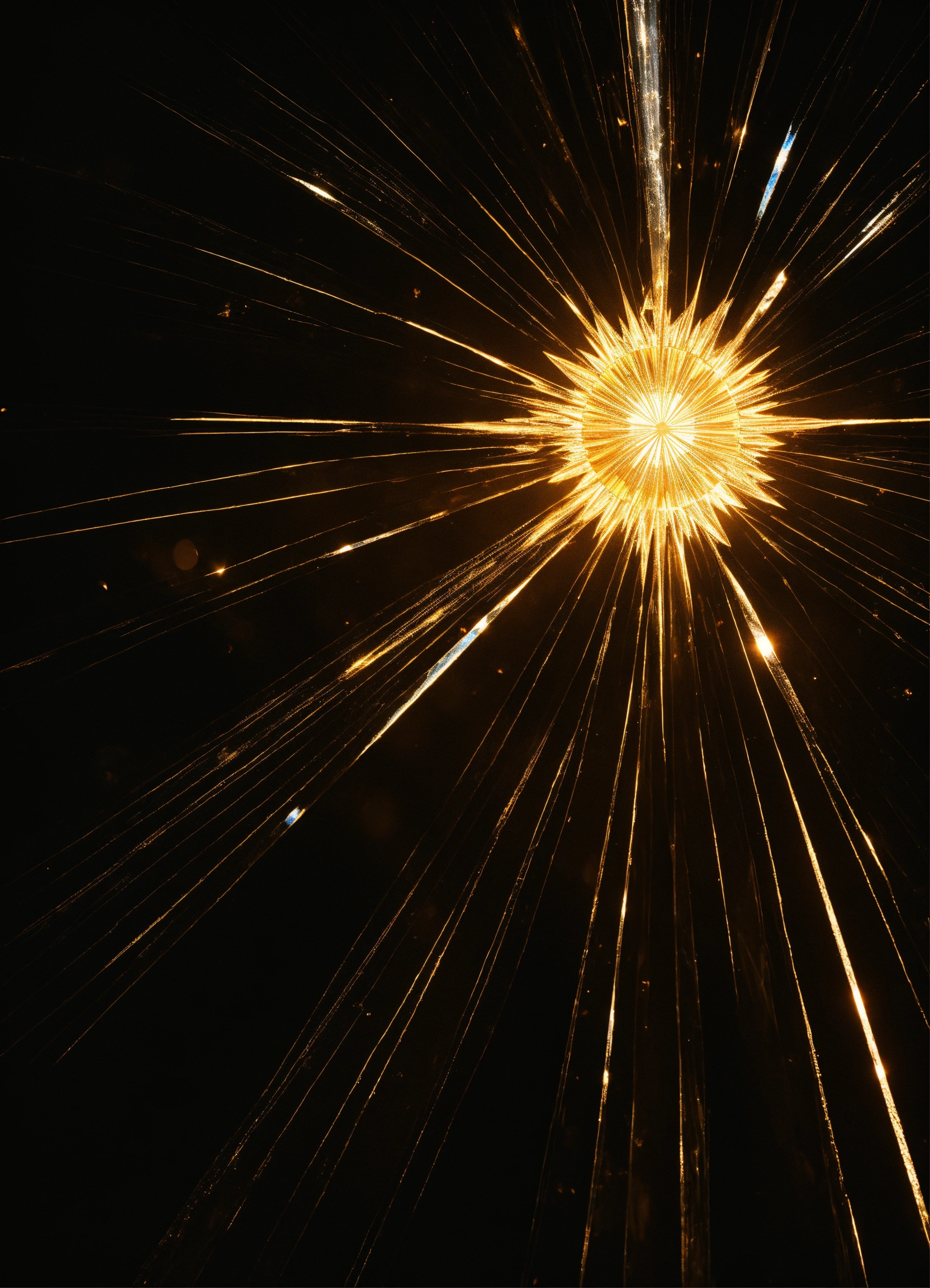 Lexica - Crystal sun with rays on black background minimalist