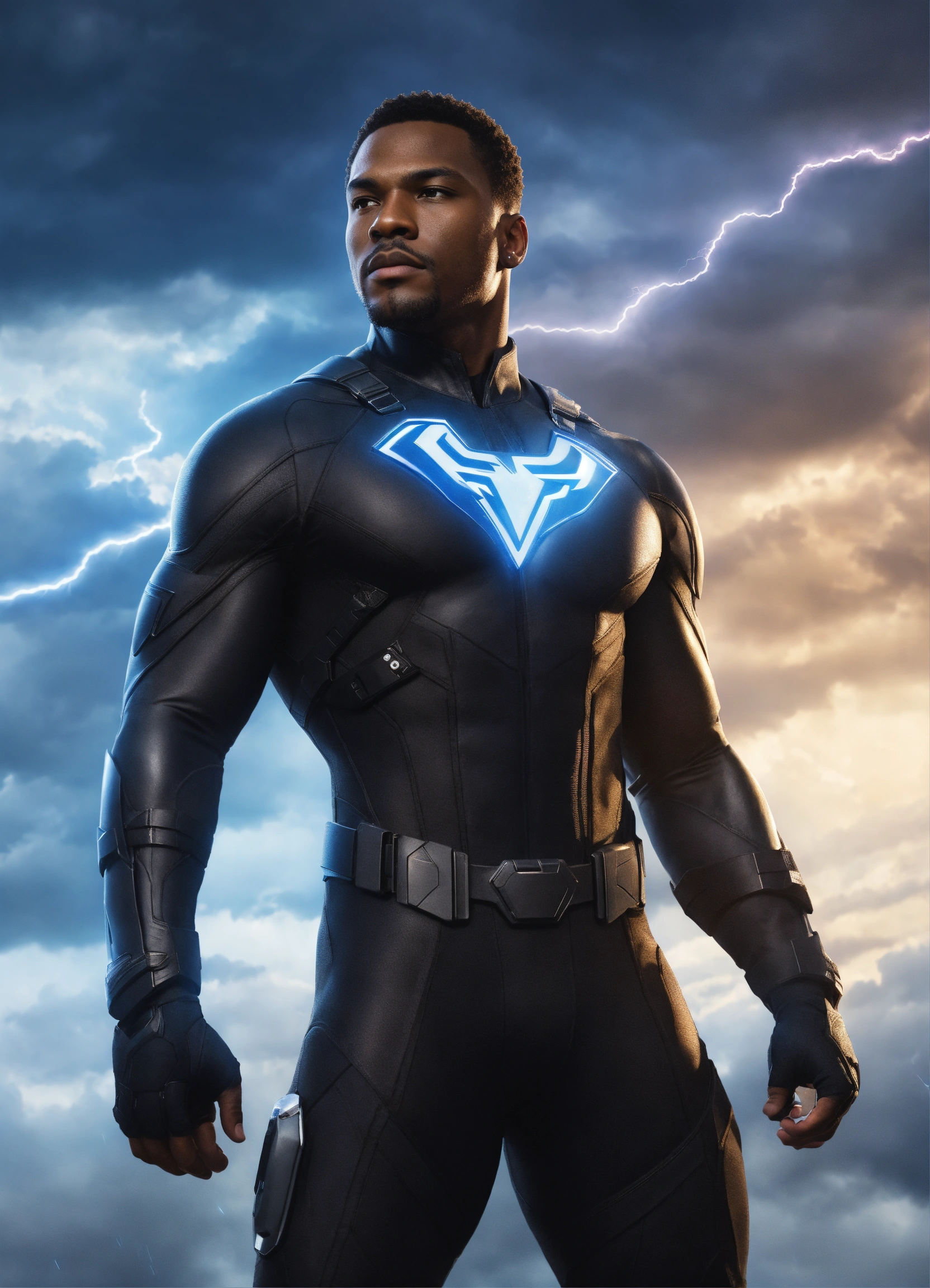 Lexica - Black hero, a strong handsome young black super hero man dark ...