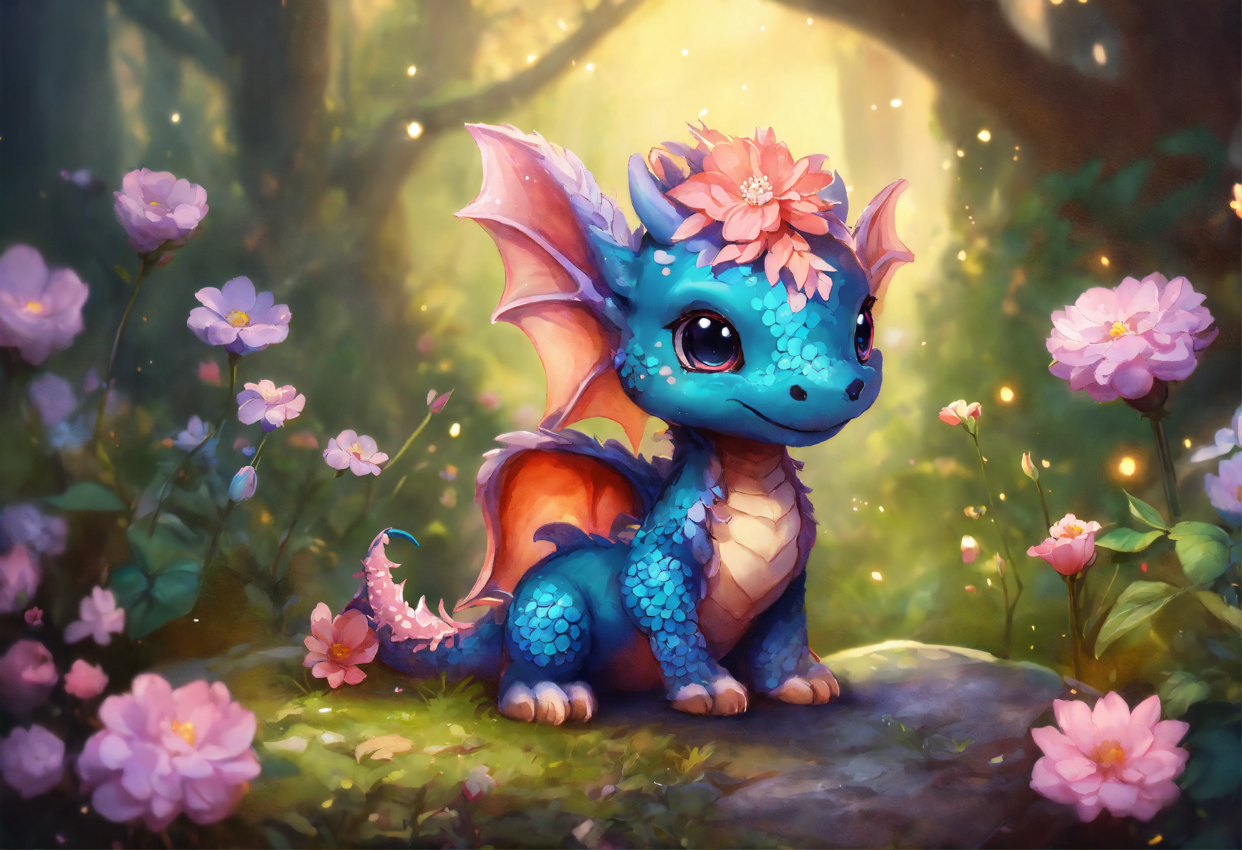 Lexica - Ethereal fantasy concept art of cute chibi baby dragon ...