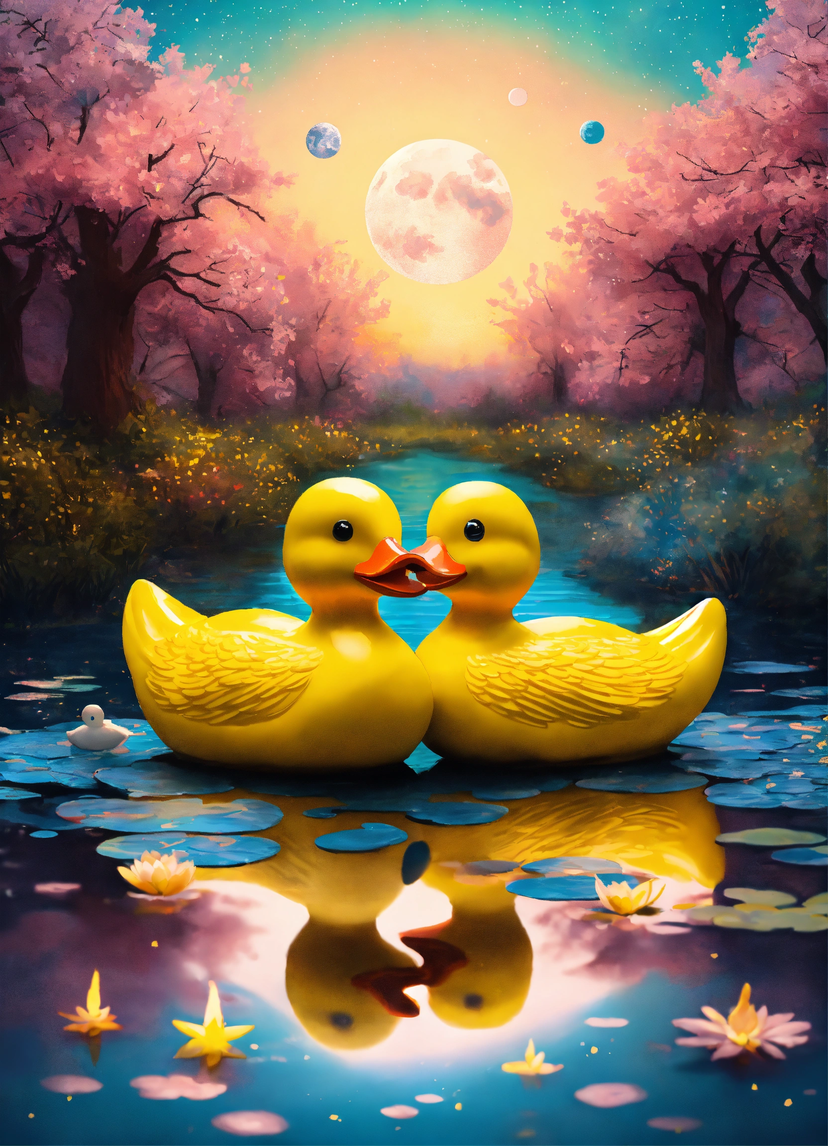 Lexica - I want you to create a romantic couple of 2 rubber ducks in a ...
