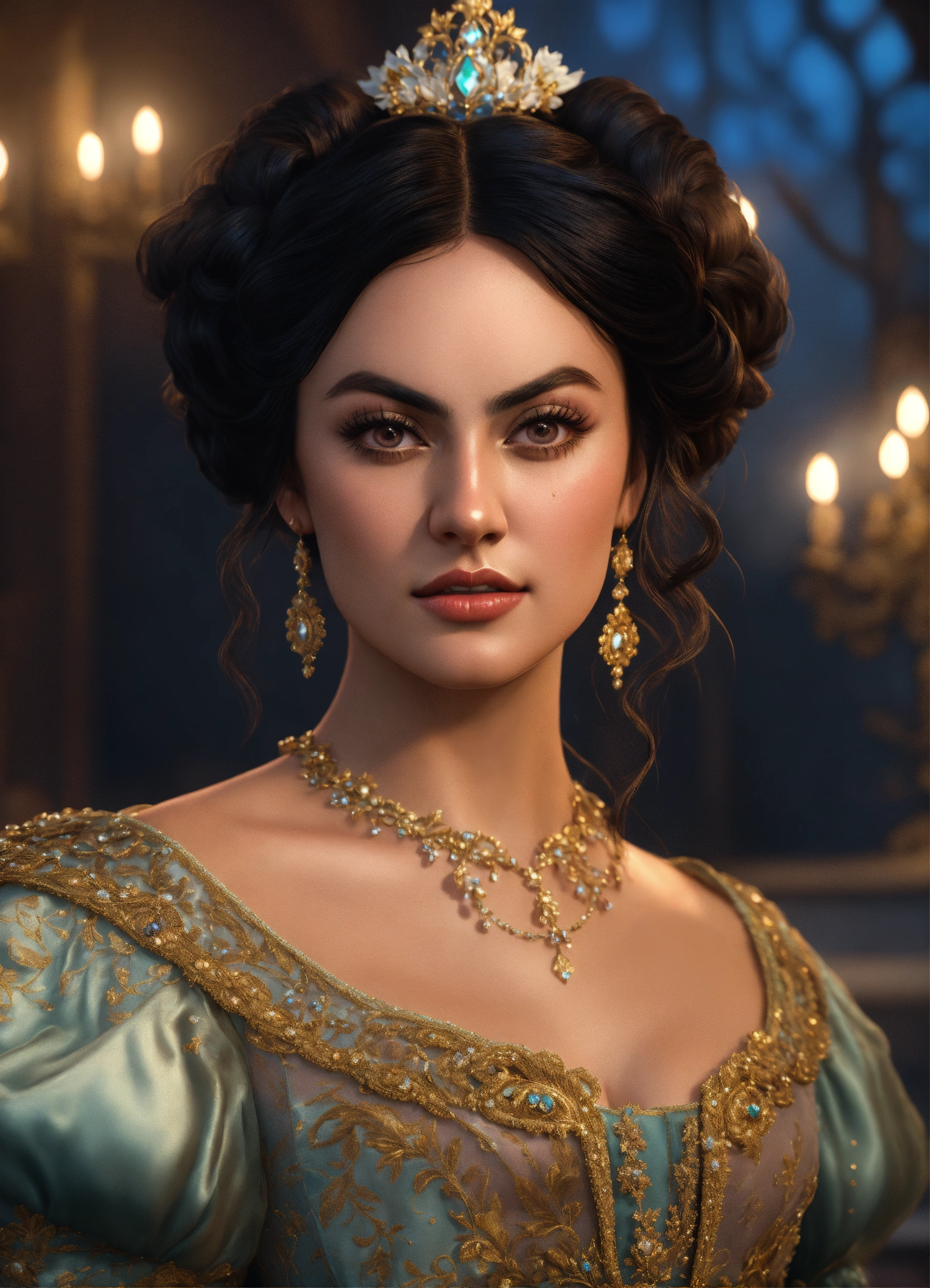 Lexica - "Camila Mendes as Rococo noblewoman", elaborate gown, huge ...