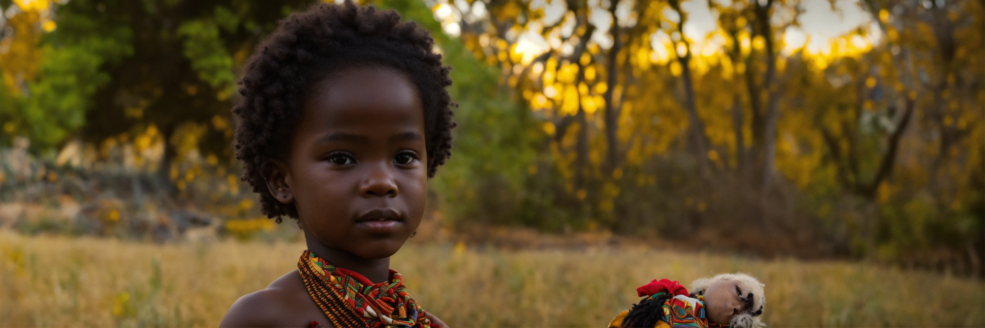 Lexica - Oba, the little African-American boy, holding his doll, Mata ...
