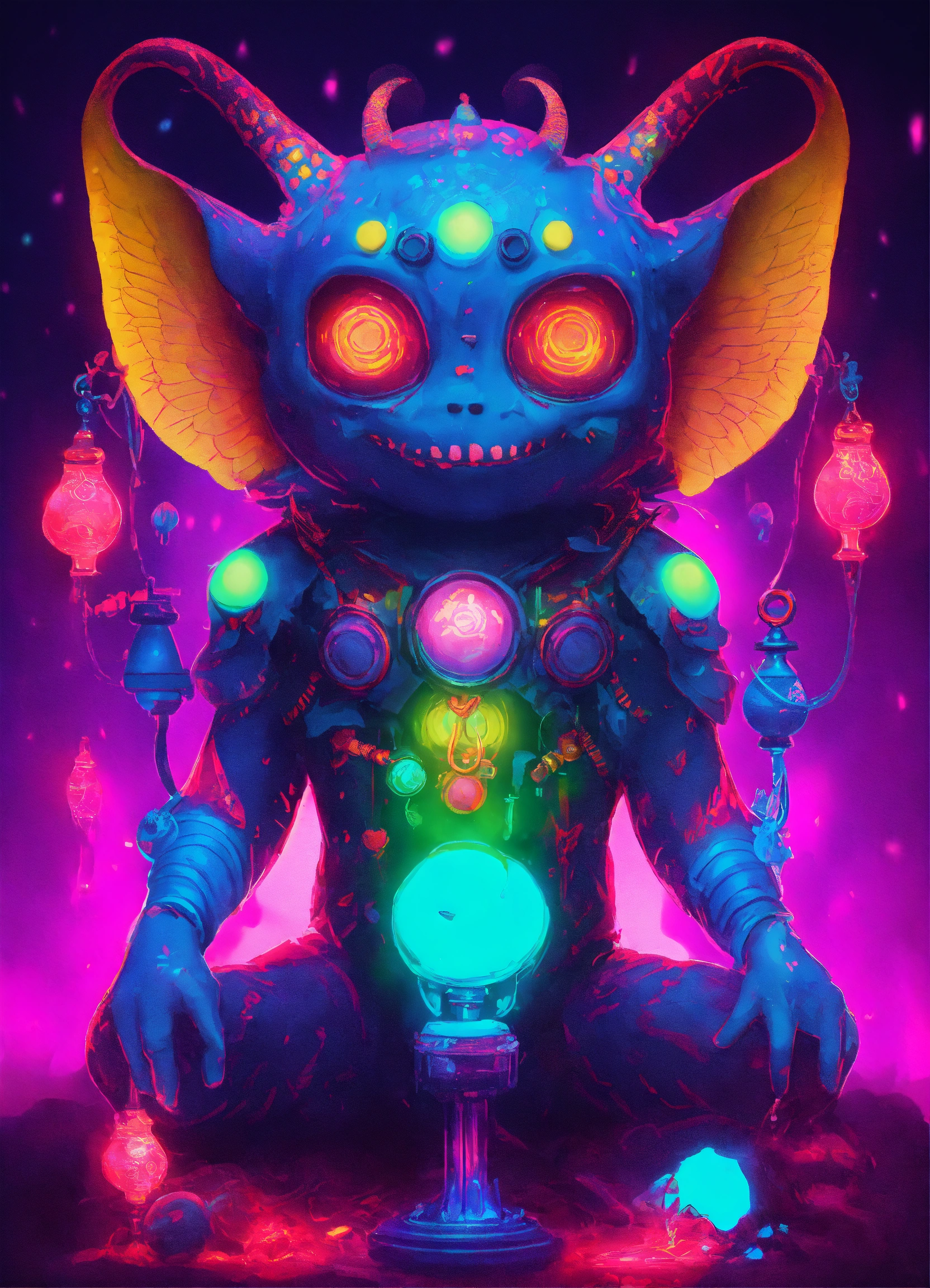Lexica - Full body Kawaii Bahpomet in Fluorescent Psilocybin demon ...