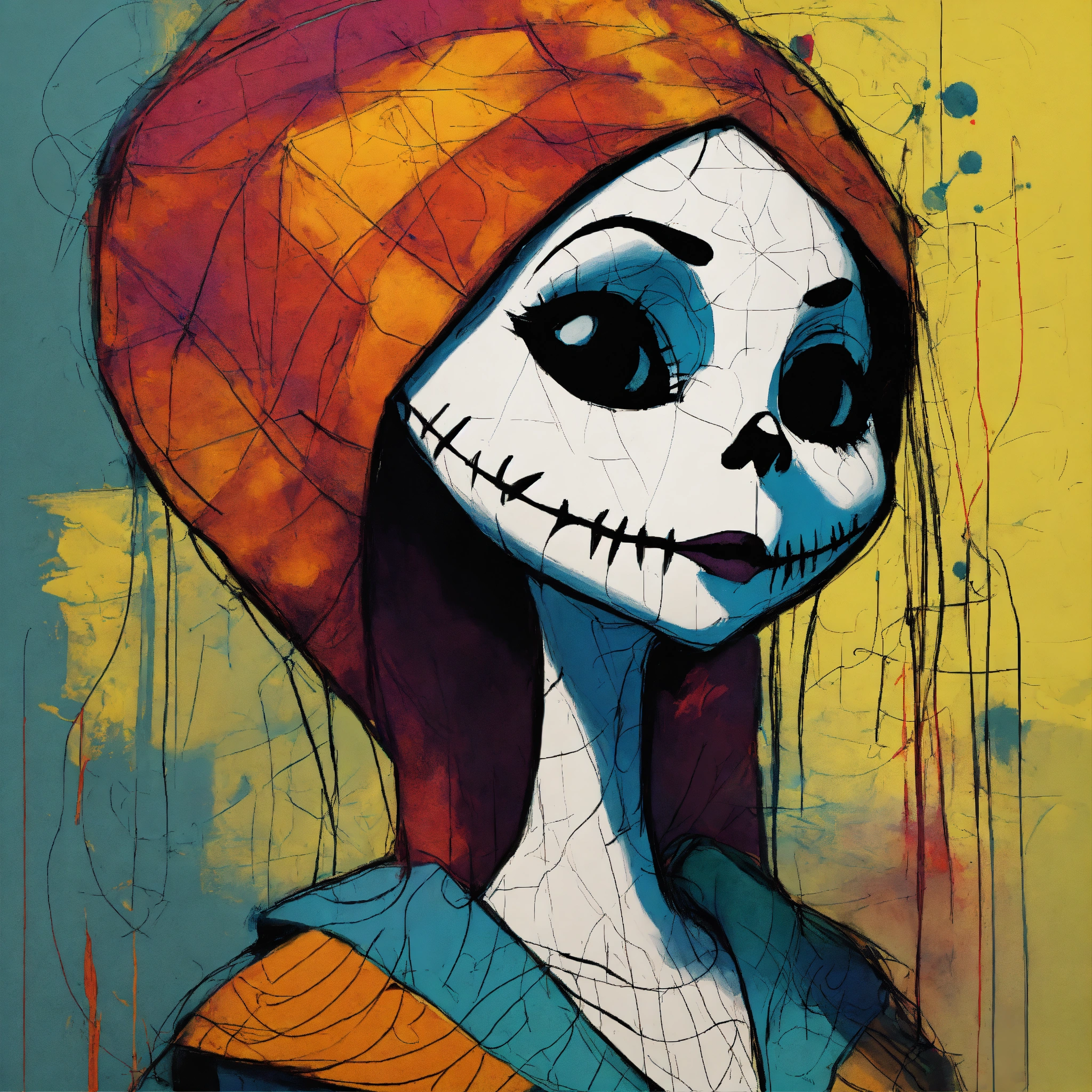 Lexica - Minimalistic painting of sally from nightmare before christmas ...