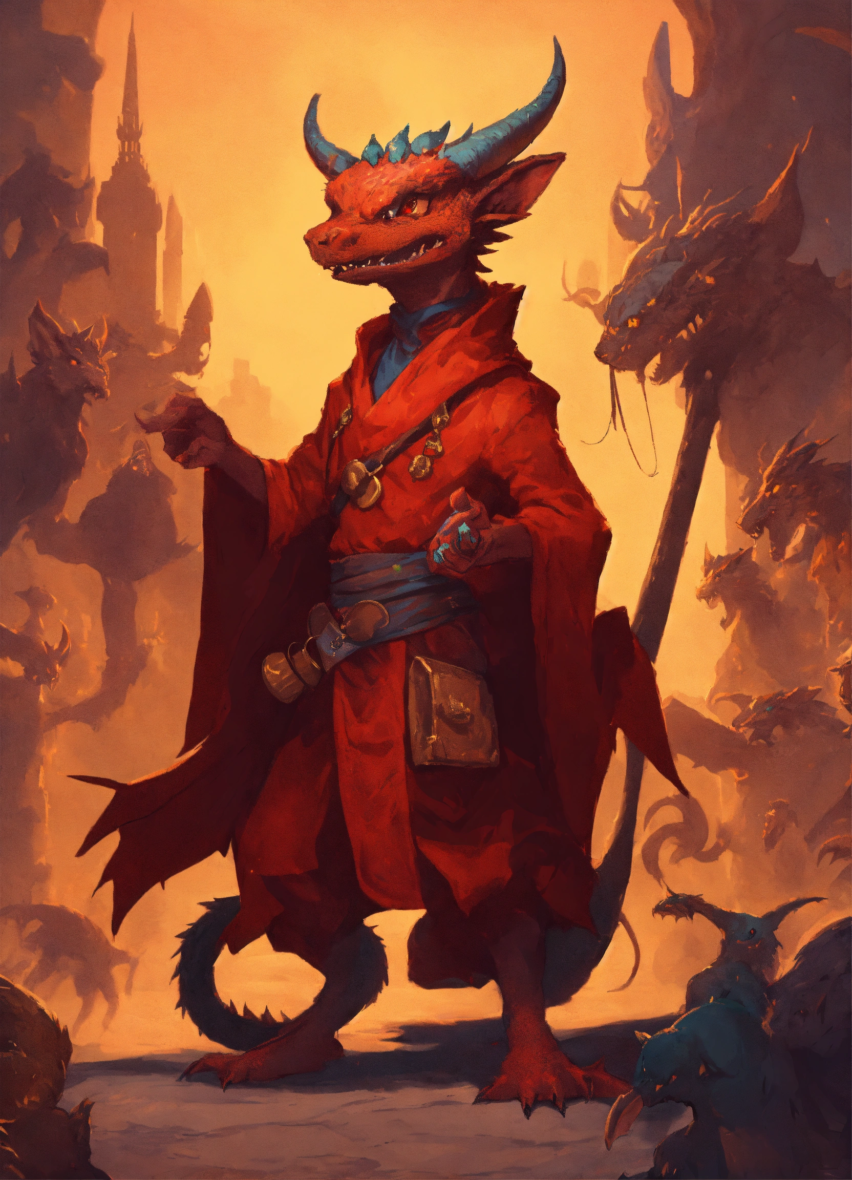 Lexica - A funny, wild Kobold sorcerer surrounded by much larger ...