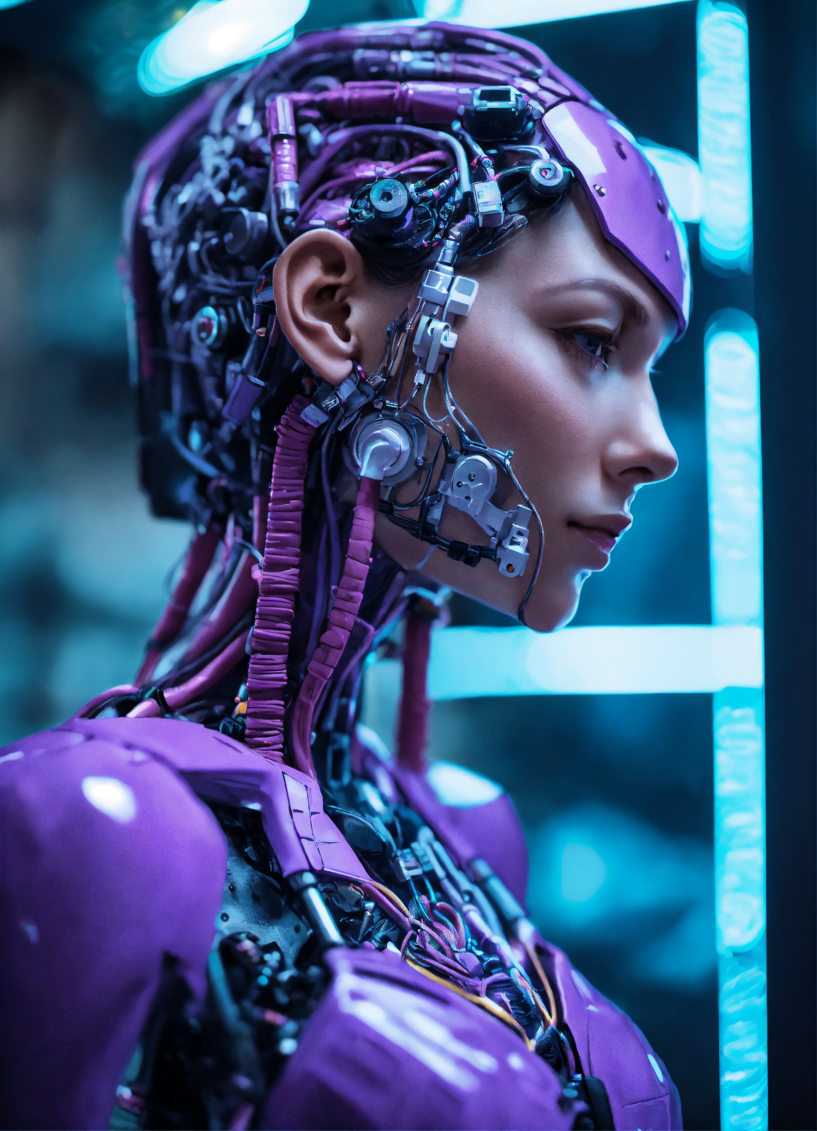 Lexica - Purple electronic system on head humanoid |cyborg woman| with ...