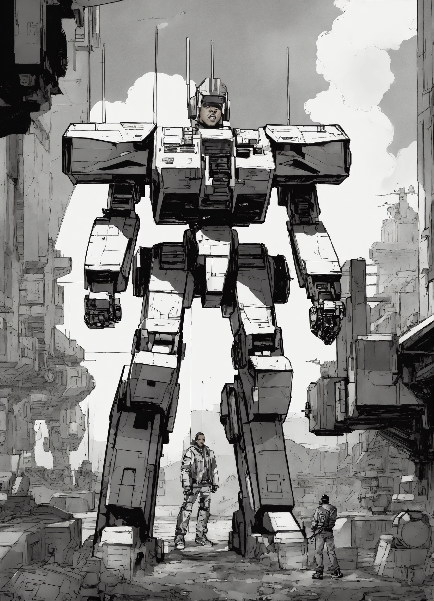 Lexica - Jay Z drawn by John Byrne, black and white, standing in front ...