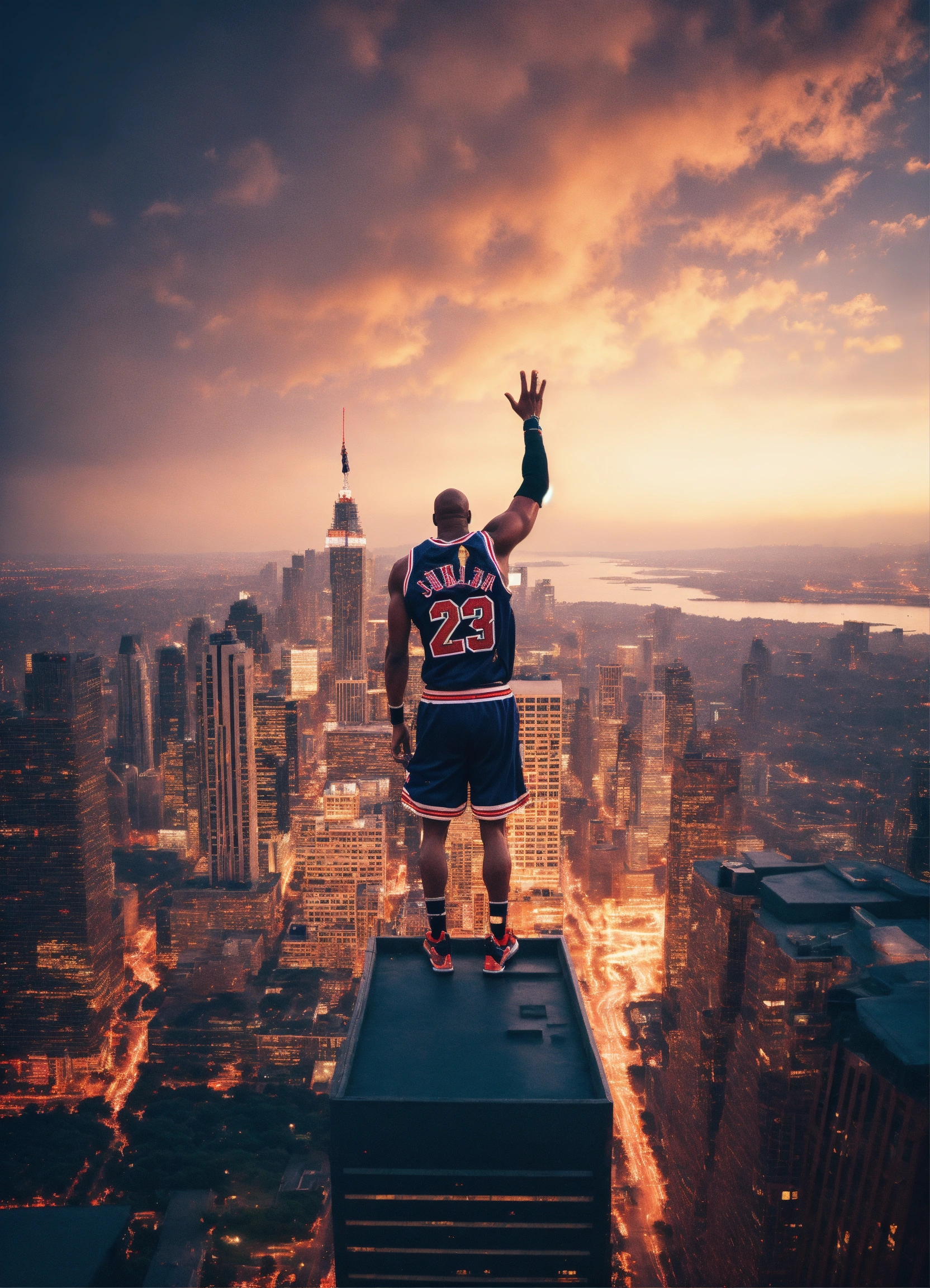 Lexica - Fade away image of a man standing on top of a skyscraper ...
