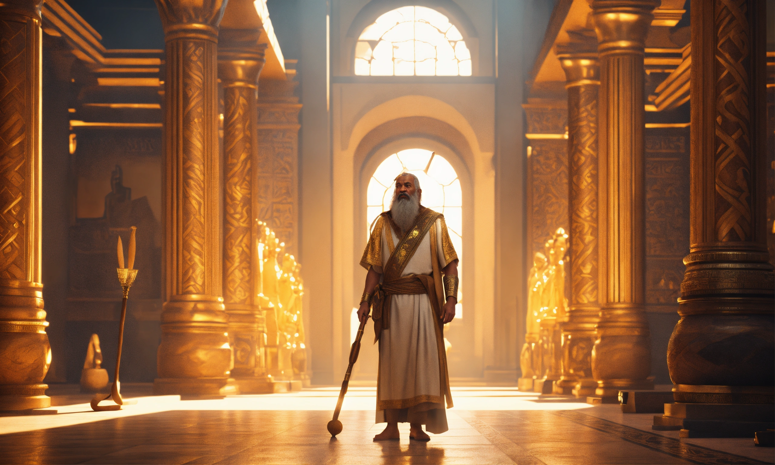 Lexica - Old Moses with his staff, Hebrew robes, talking to Pharaoh ...