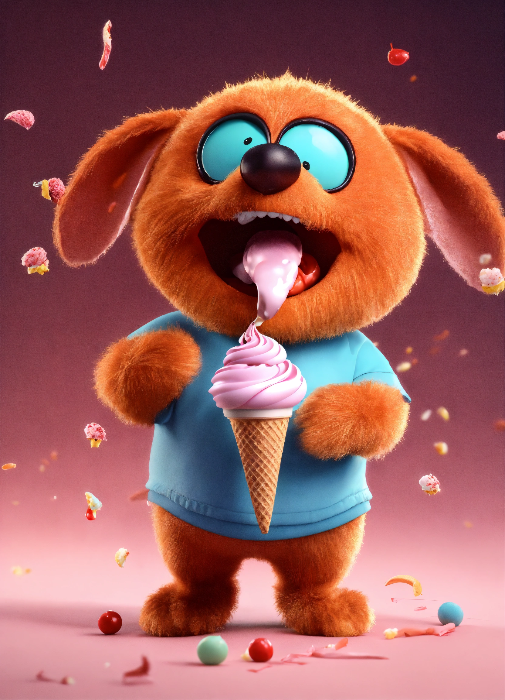 Lexica - A cute 3D craw character eating ice-cream, charming, adorable ...