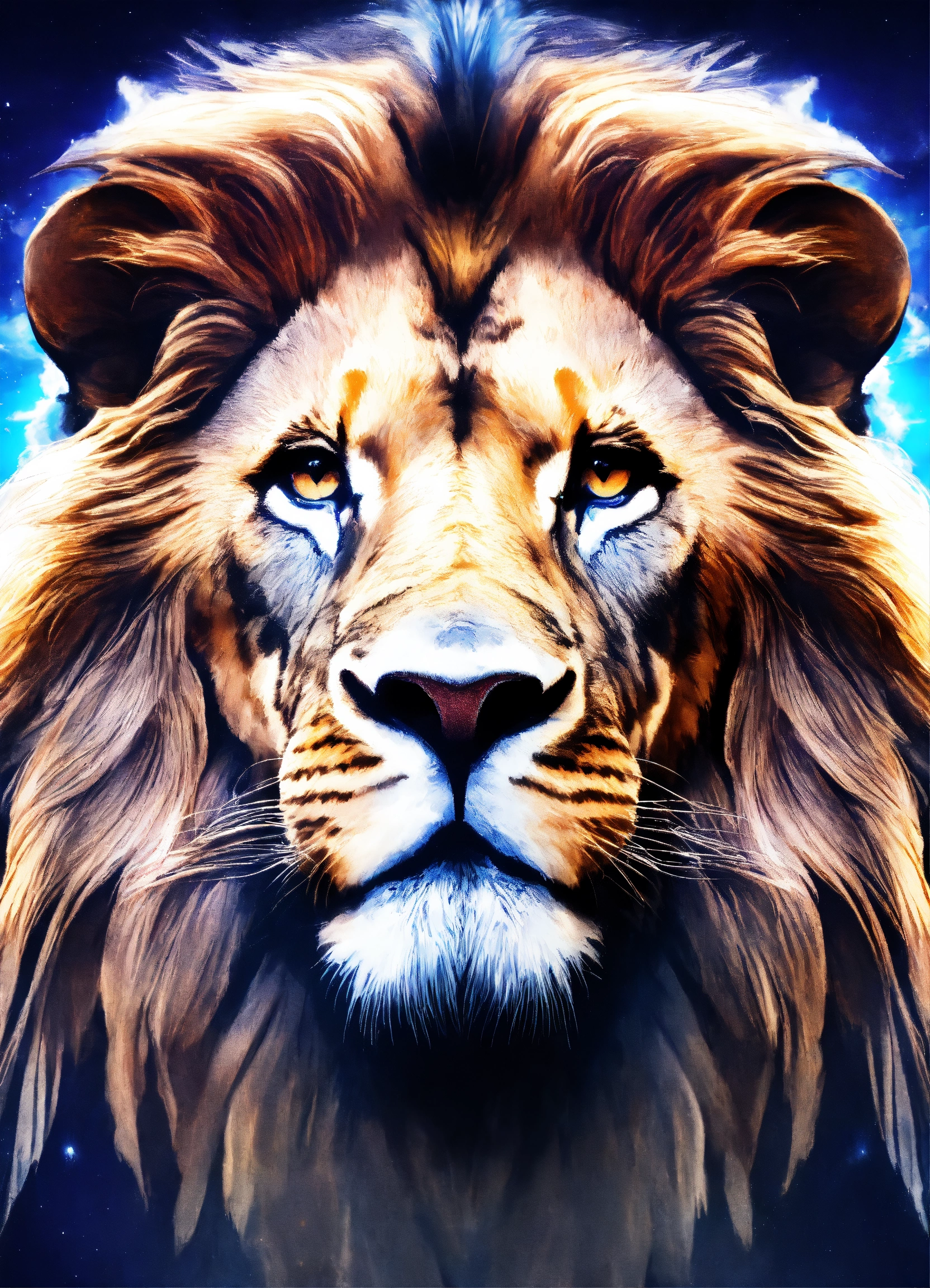 Lexica - A face of a lion, covered 6 massive white wings, heaven ...