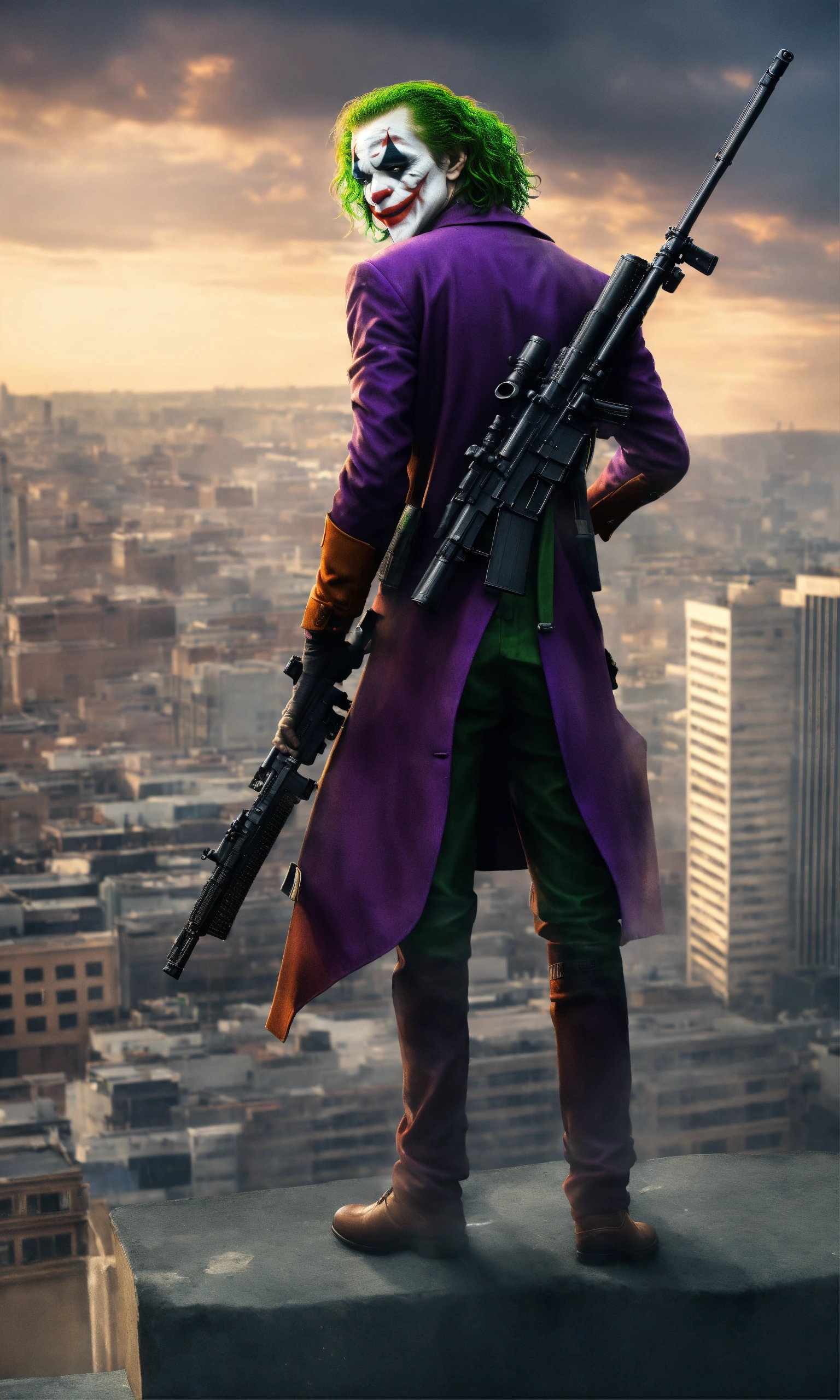 Lexica - Realistic, joker becomes a sniper, shooting on the top ...