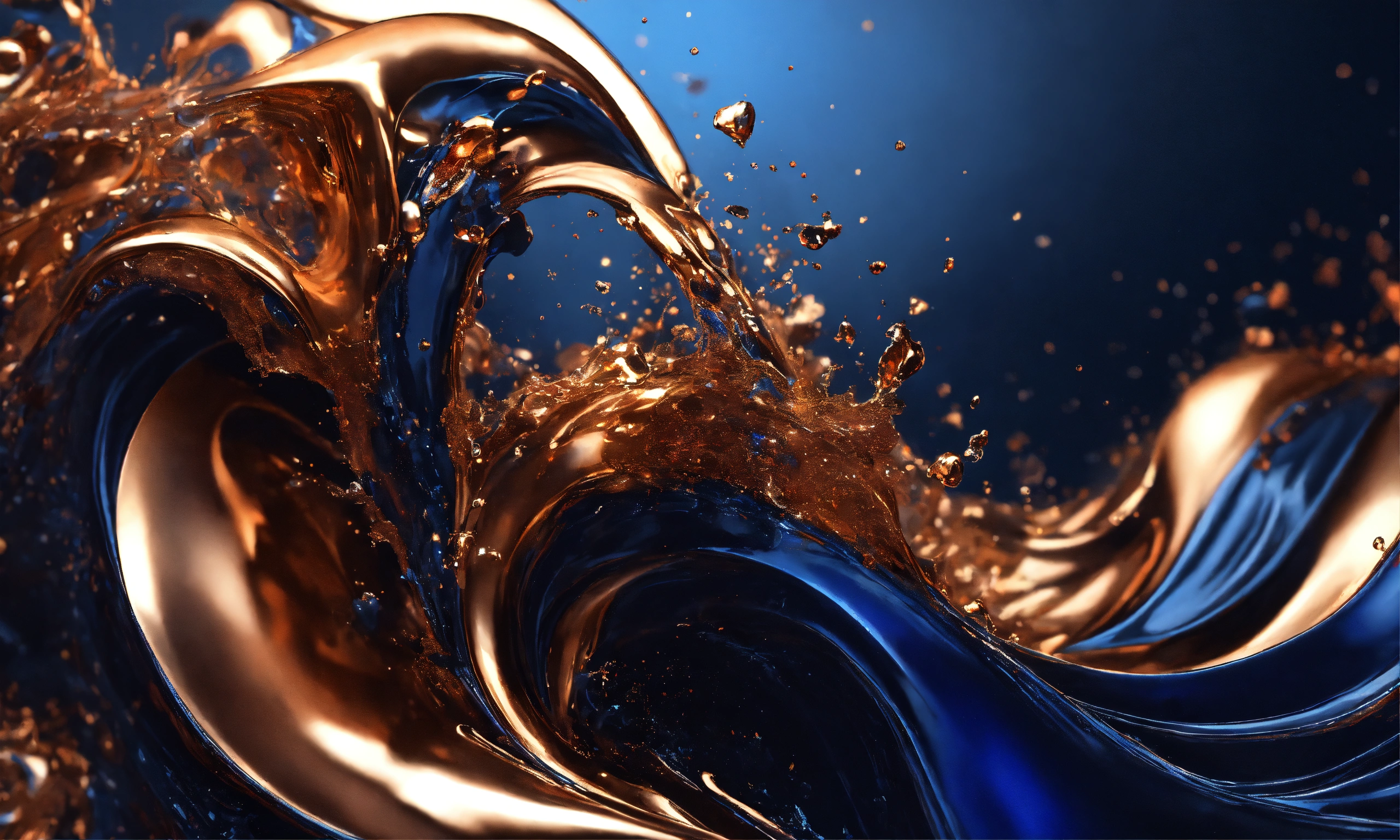 Lexica - Luxury water splash of dark blue, add shimmering copper ...