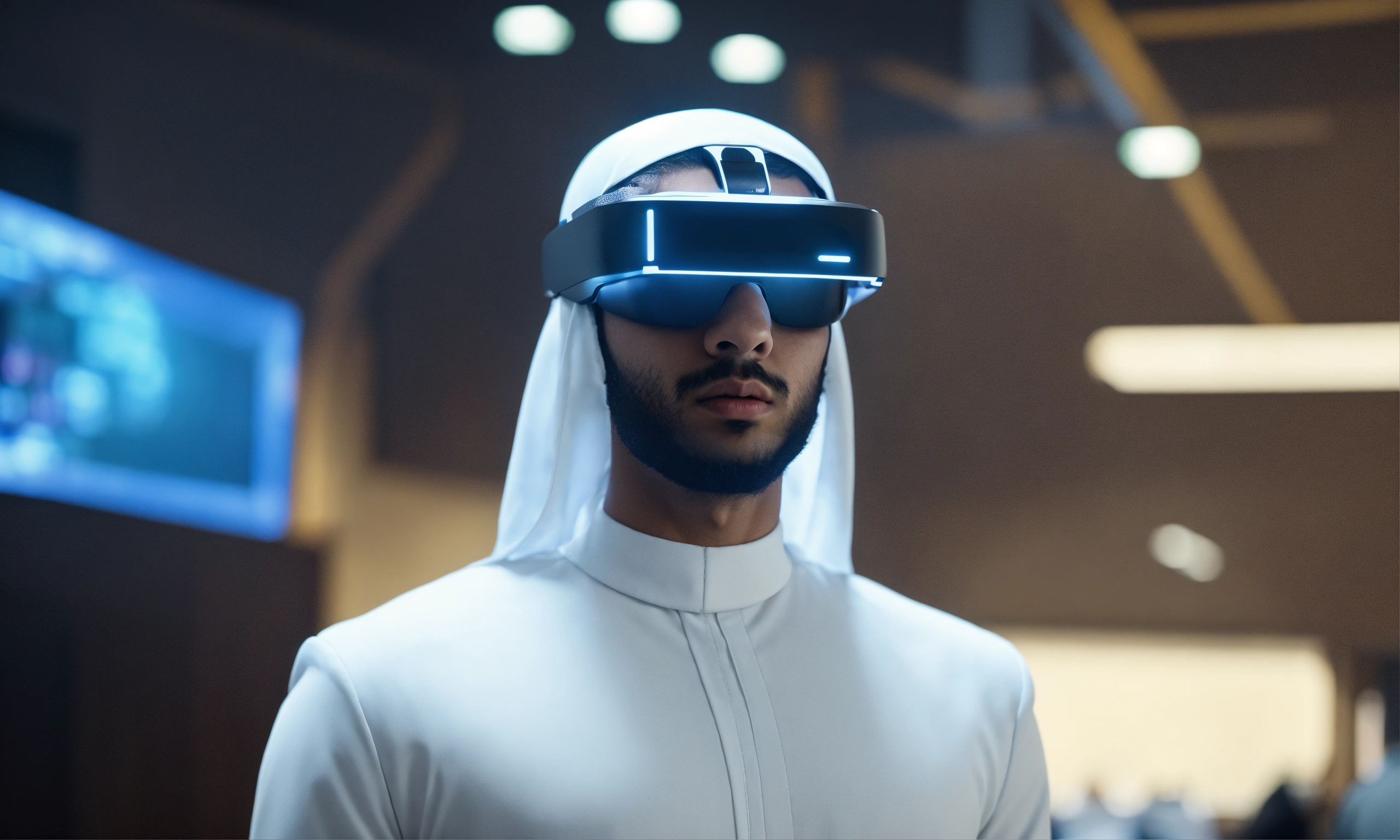 Lexica - Saudi youth male, future, augmented reality head gear, modern ...