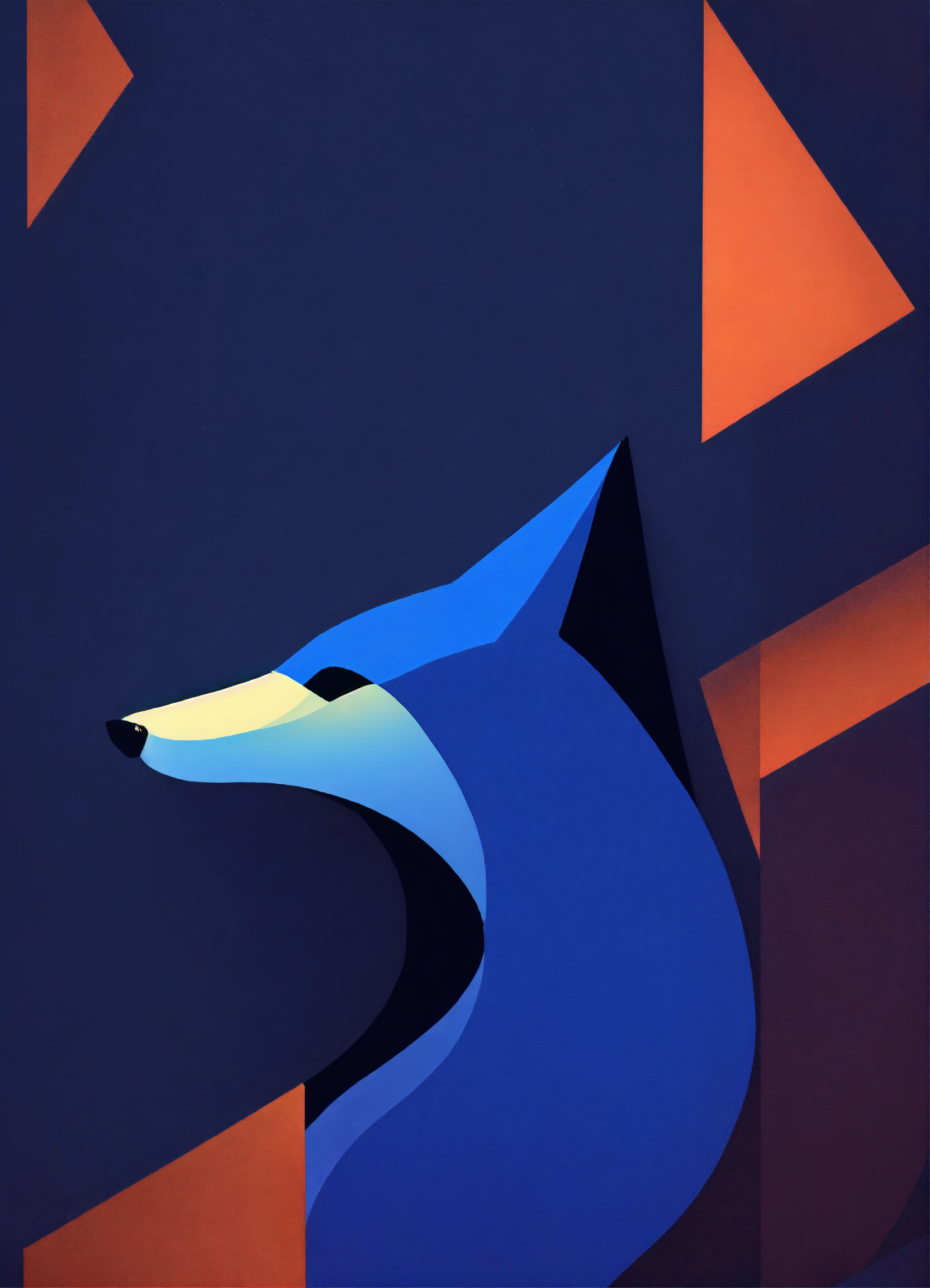 Lexica - Dark blue fox, inside B, pixar style, minimalistic, blue ...