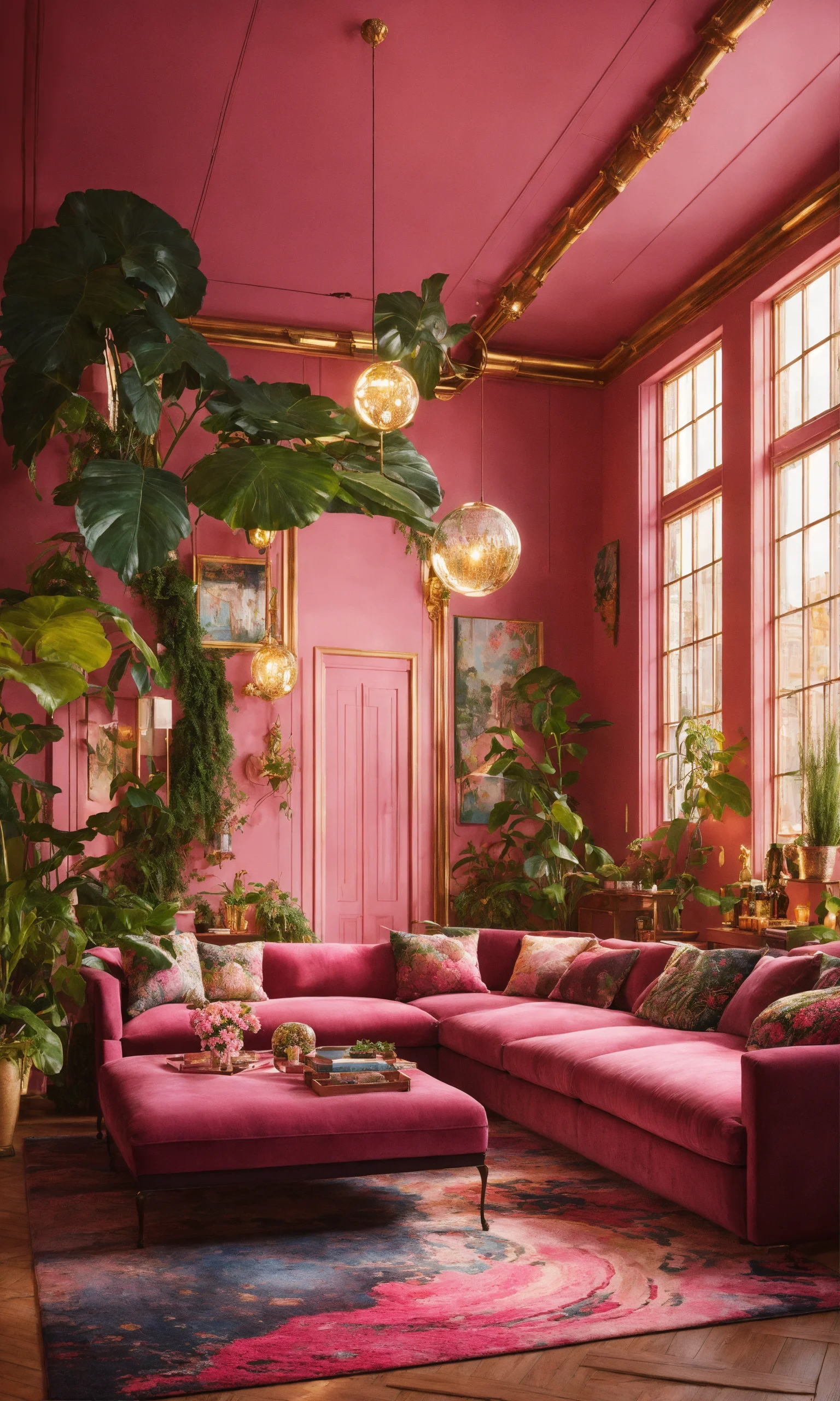 Lexica - Architectural Digest photo of a maximalist black and pink ...