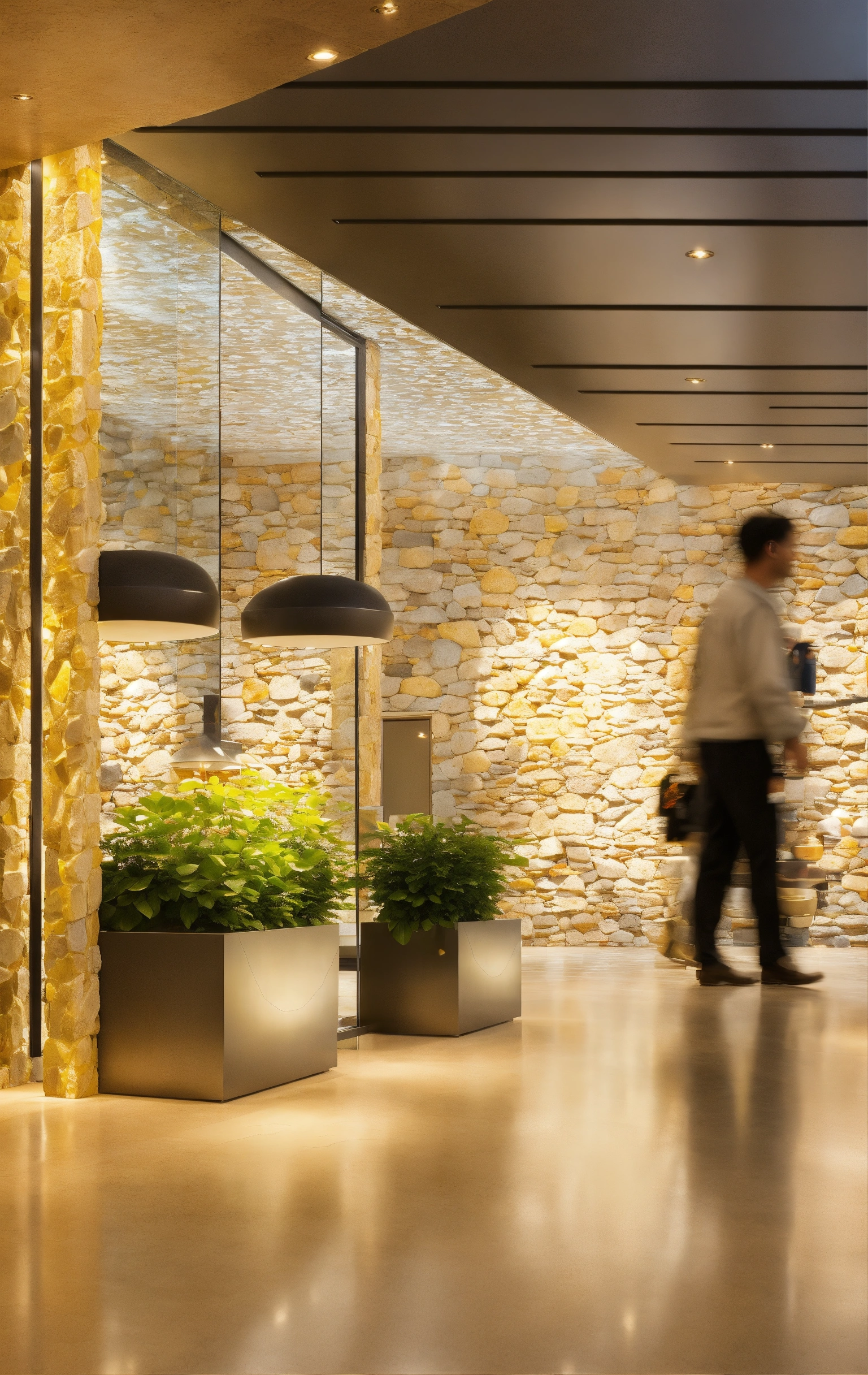 Lexica - Airport corridor, one side of the corridor full height glass ...