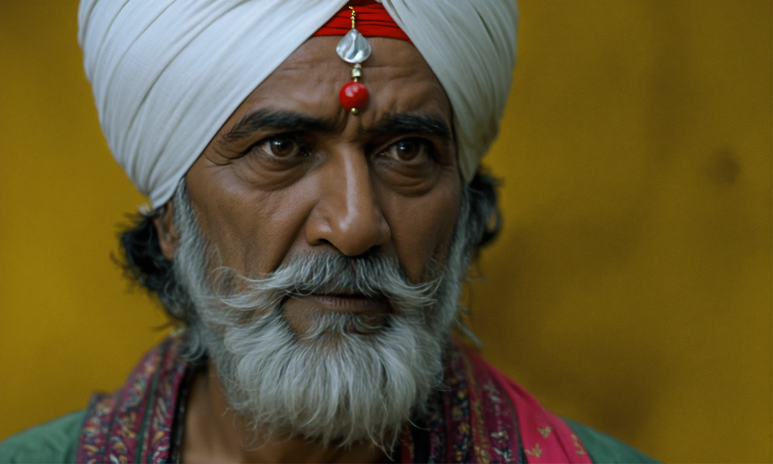 Lexica - A 60 year old indian man wearing turban, looking tense. Full ...