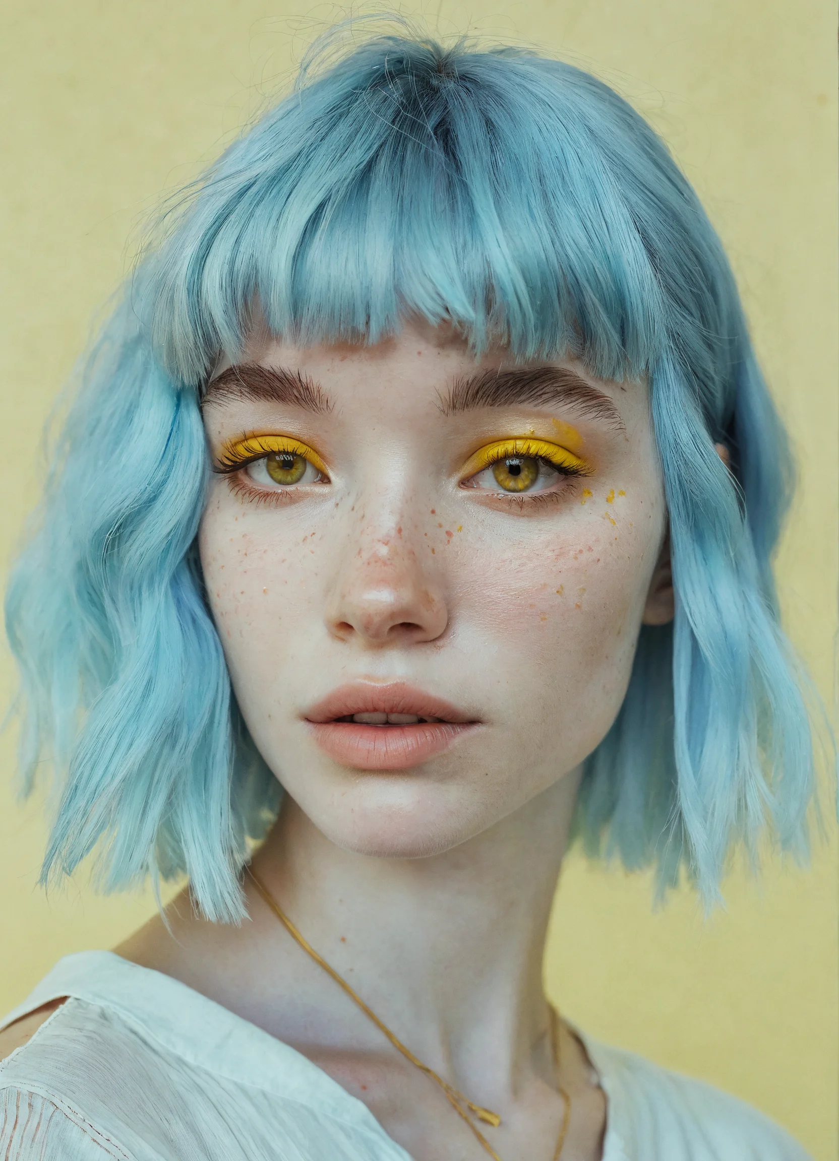 Lexica - Photo of a young woman with pastel blue hair, natural looking ...