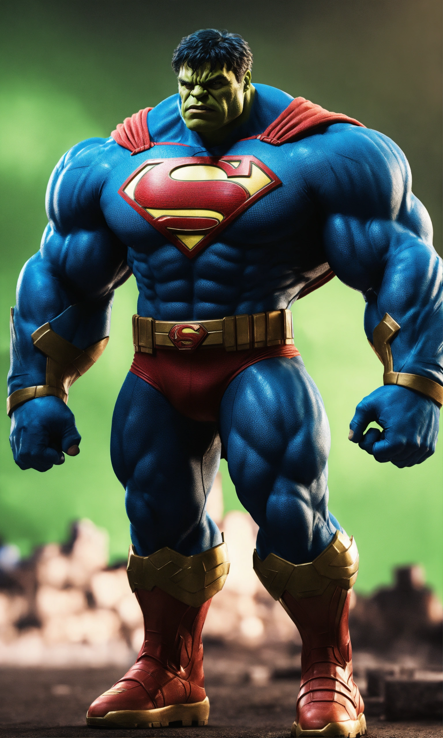 Lexica - Hulk in superman uniform, 8K/ FullBody